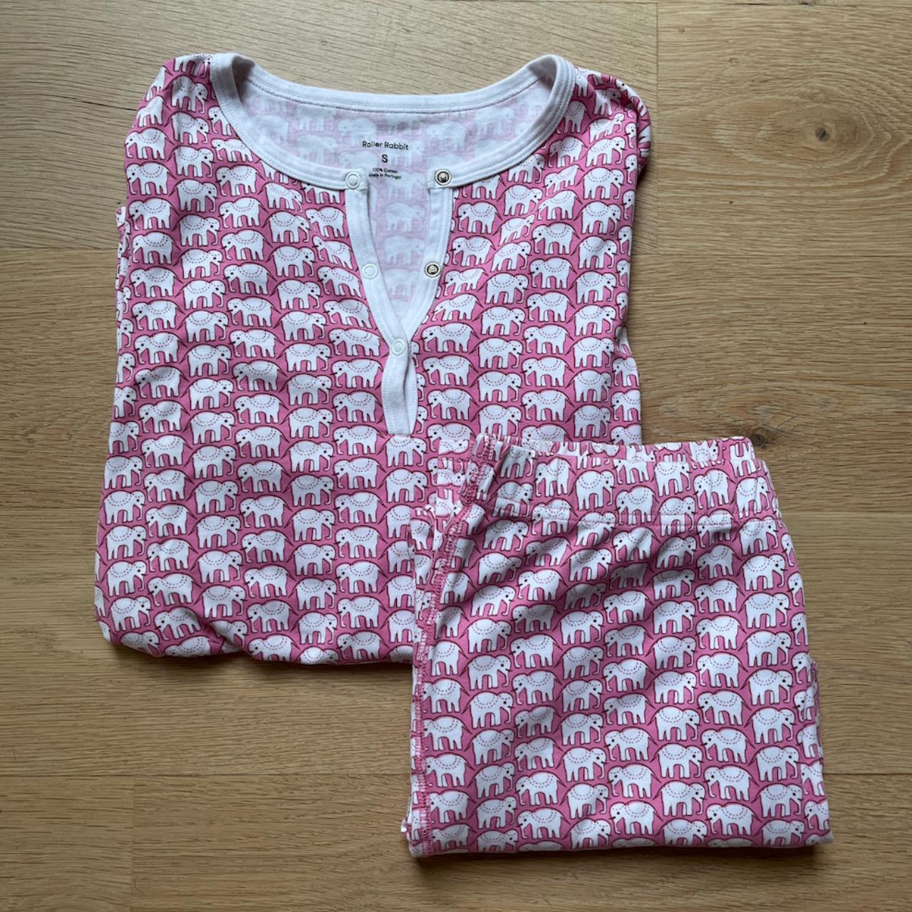 Preppy Roller Rabbit Pink Hathi Elephant Pajamas -... - Depop