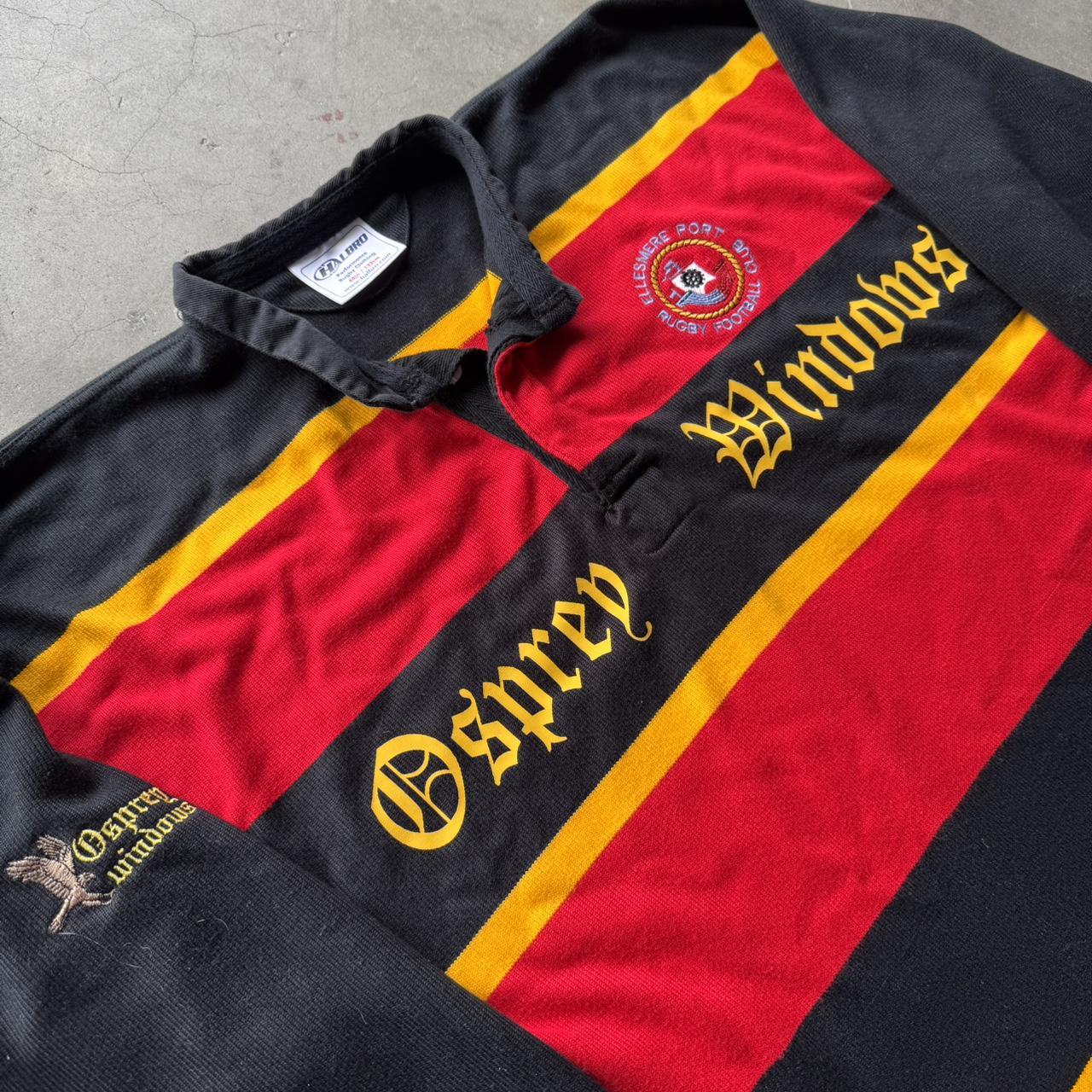 Red and Black Ellesmere Port Rugby Jersey | Depop