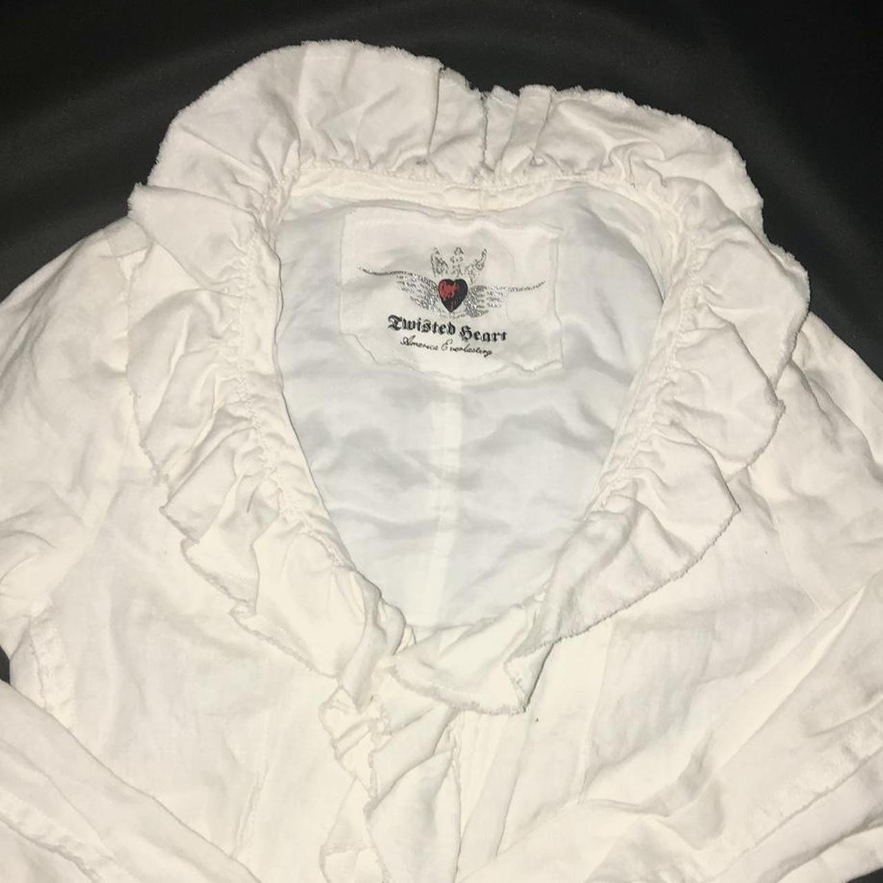 Vintage Twisted HEART white ruffle jacket!! Size M... - Depop