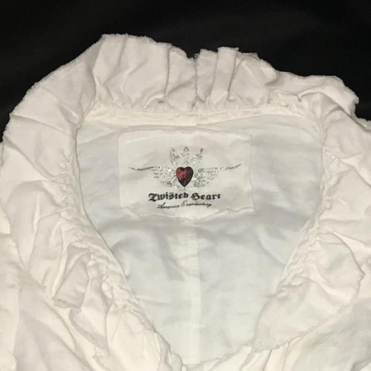 Vintage Twisted HEART white ruffle jacket!! Size M... - Depop