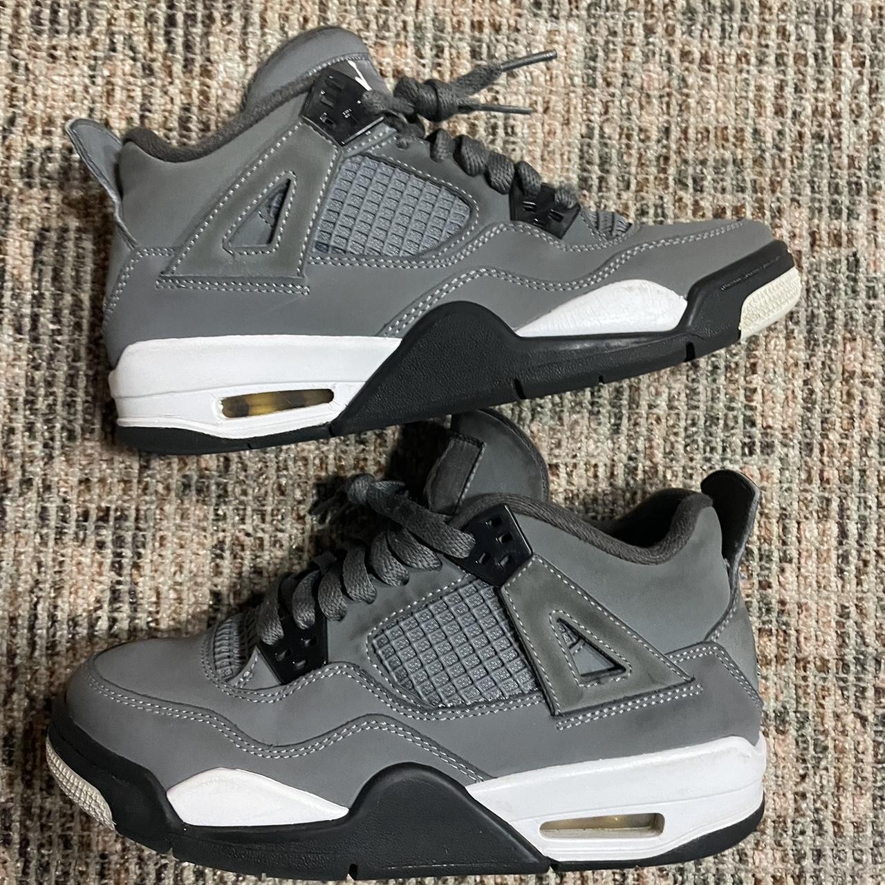 Jordan Grey and Black Trainers | Depop