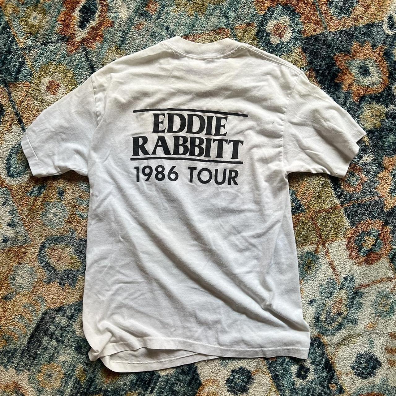 Vintage Eddie Rabbit T-Shirt. 1986 World Tour. Some... - Depop