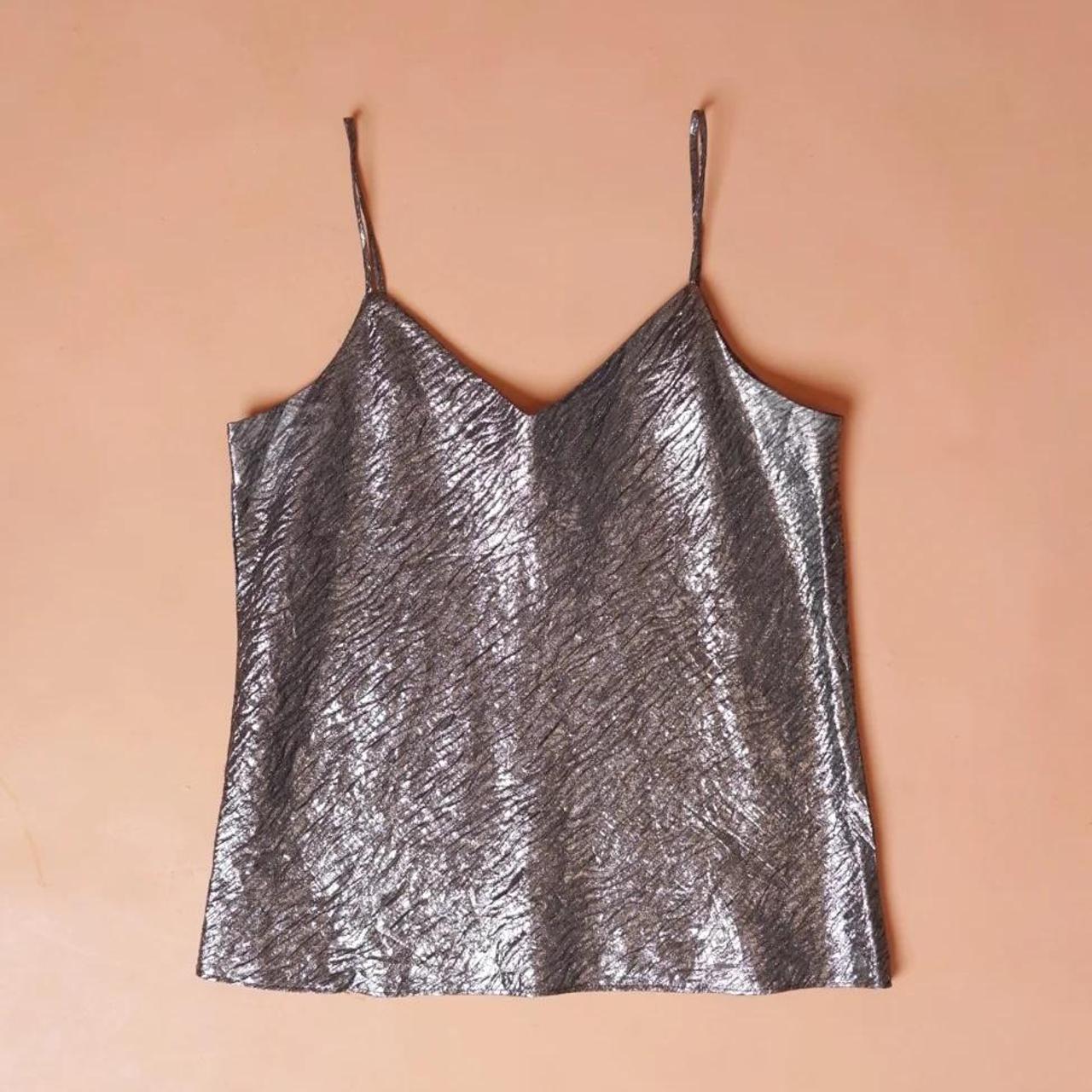Retro Silver Lamé Party Tank Joseph Ribkoff silver... - Depop