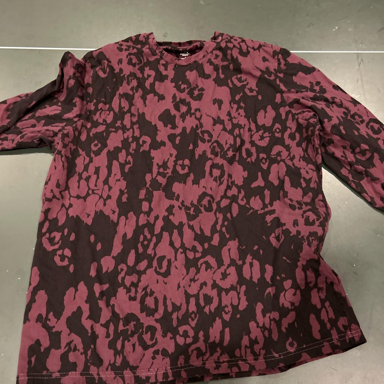 Red tiger print men’s long sleeve shirt size large. - Depop