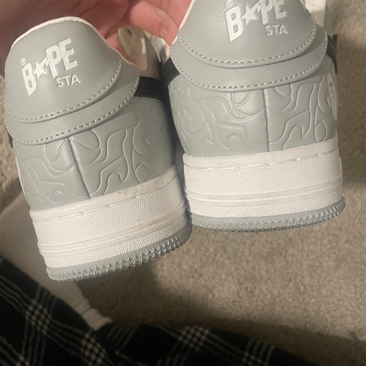 white and grey bapestas r3p$ but worn them a couple... - Depop