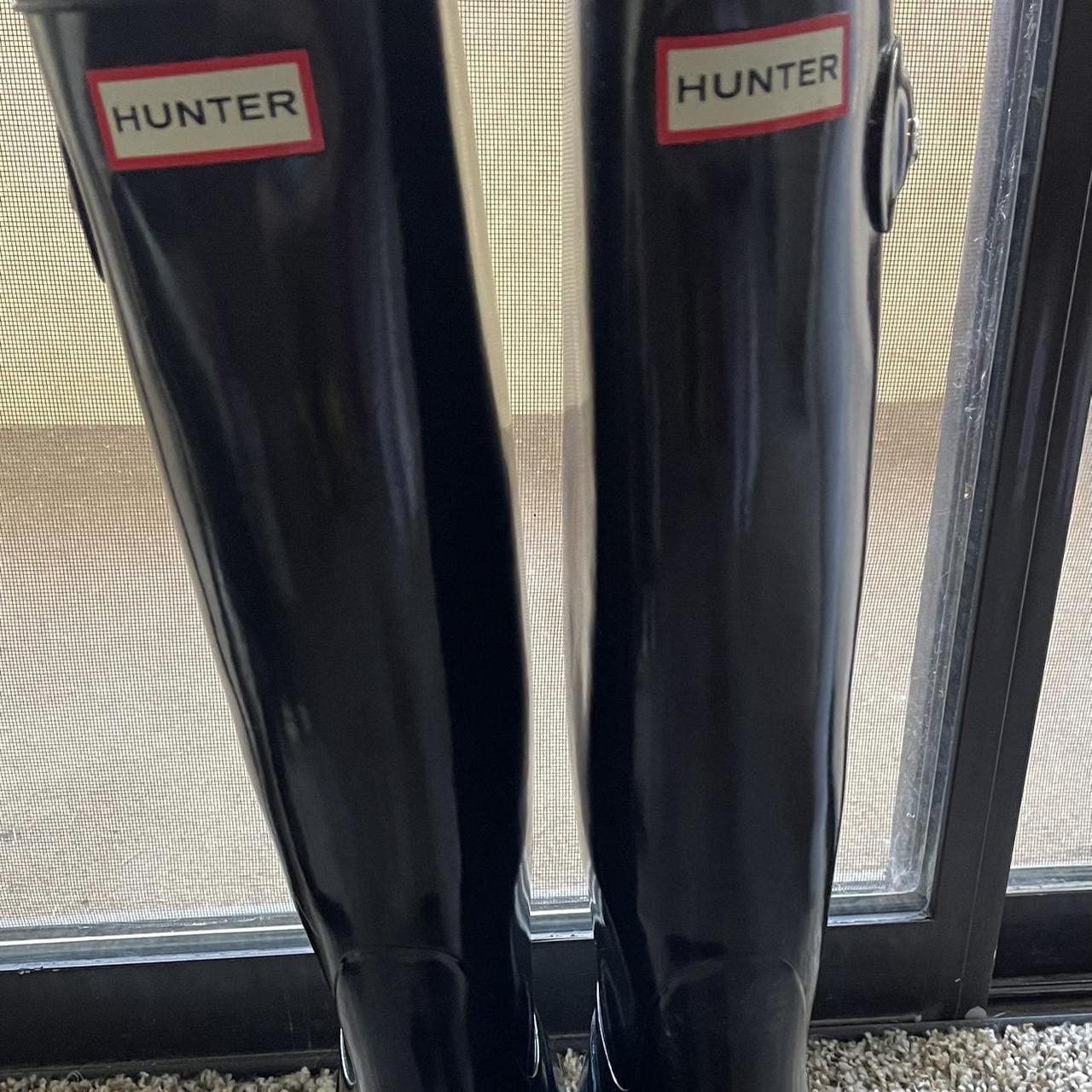Black knee high Hunter Rain Boots size 8 - Depop