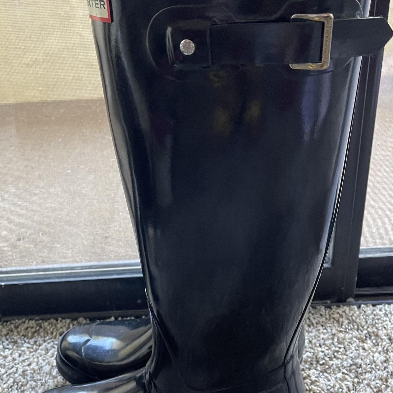 Black knee high Hunter Rain Boots size 8 - Depop