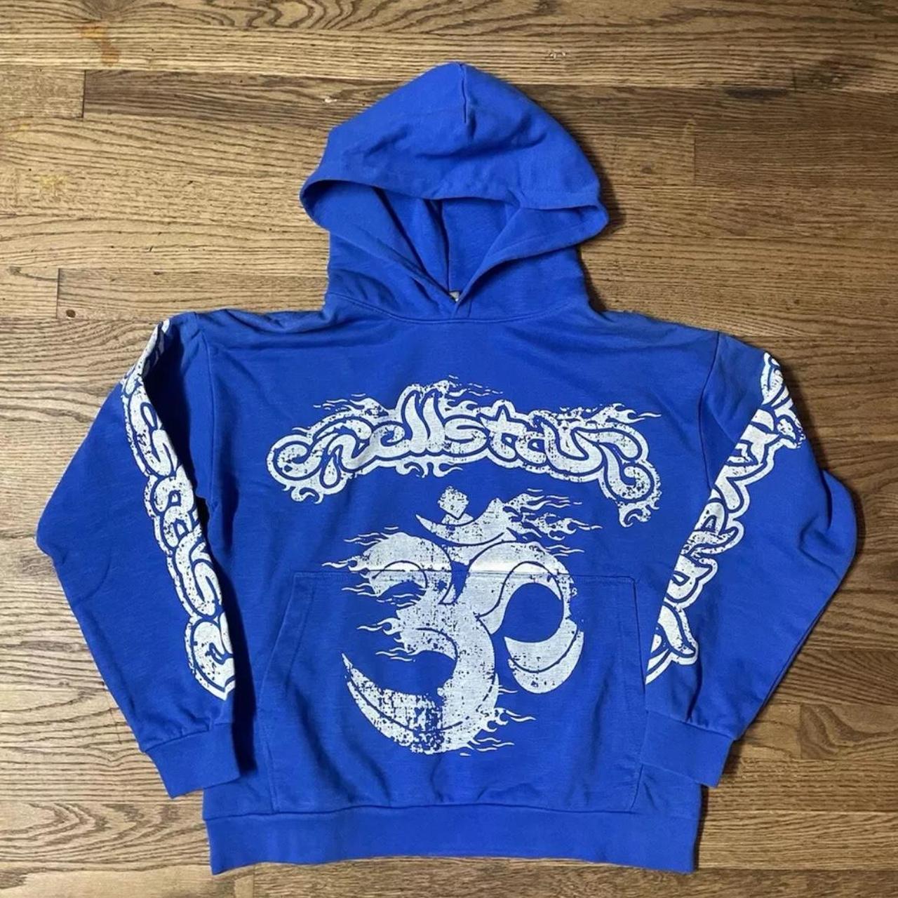 Blue and white hellstar hoodie #hellstar #hoodie - Depop