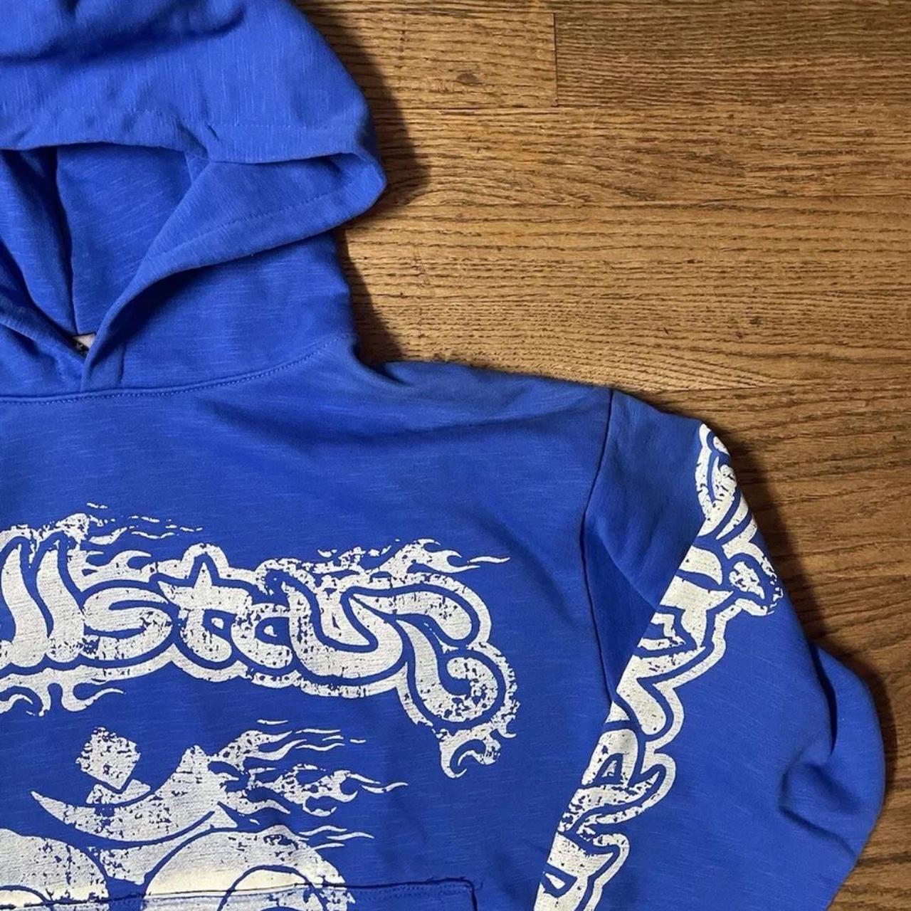 Blue and white hellstar hoodie #hellstar #hoodie - Depop