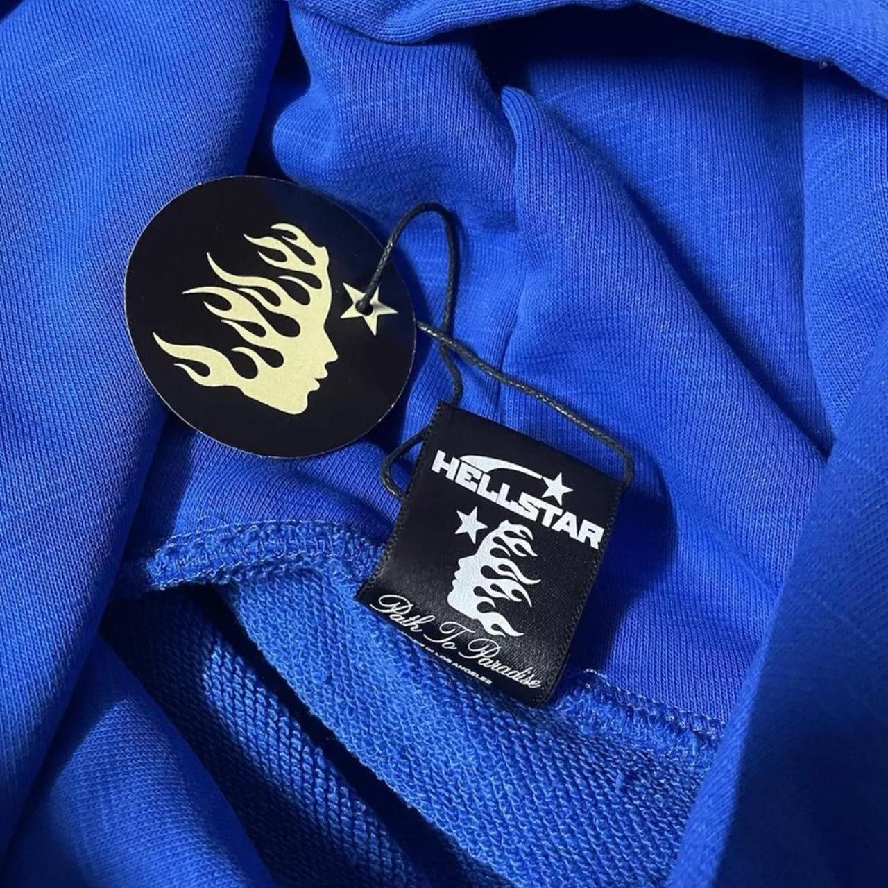 Blue and white hellstar hoodie #hellstar #hoodie - Depop