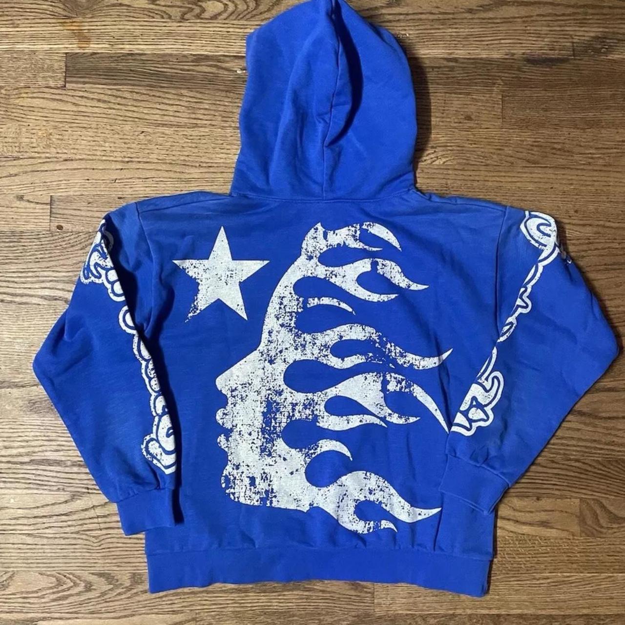 Blue and white hellstar hoodie #hellstar #hoodie - Depop