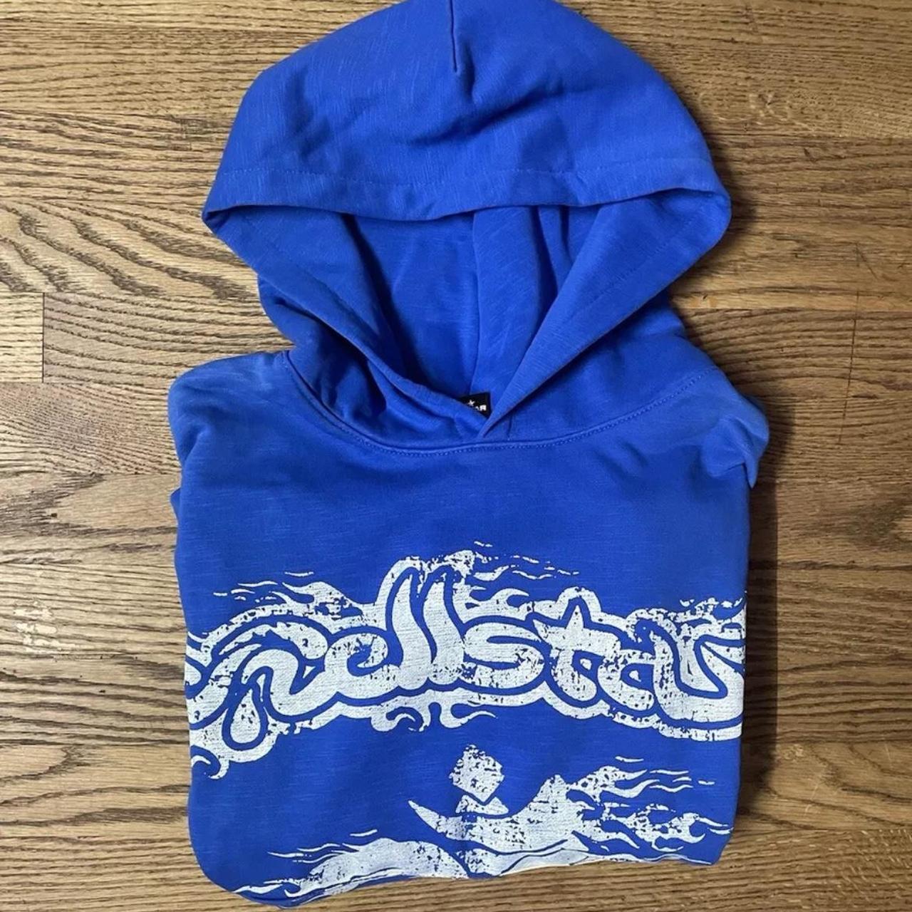 Blue and white hellstar hoodie #hellstar #hoodie - Depop