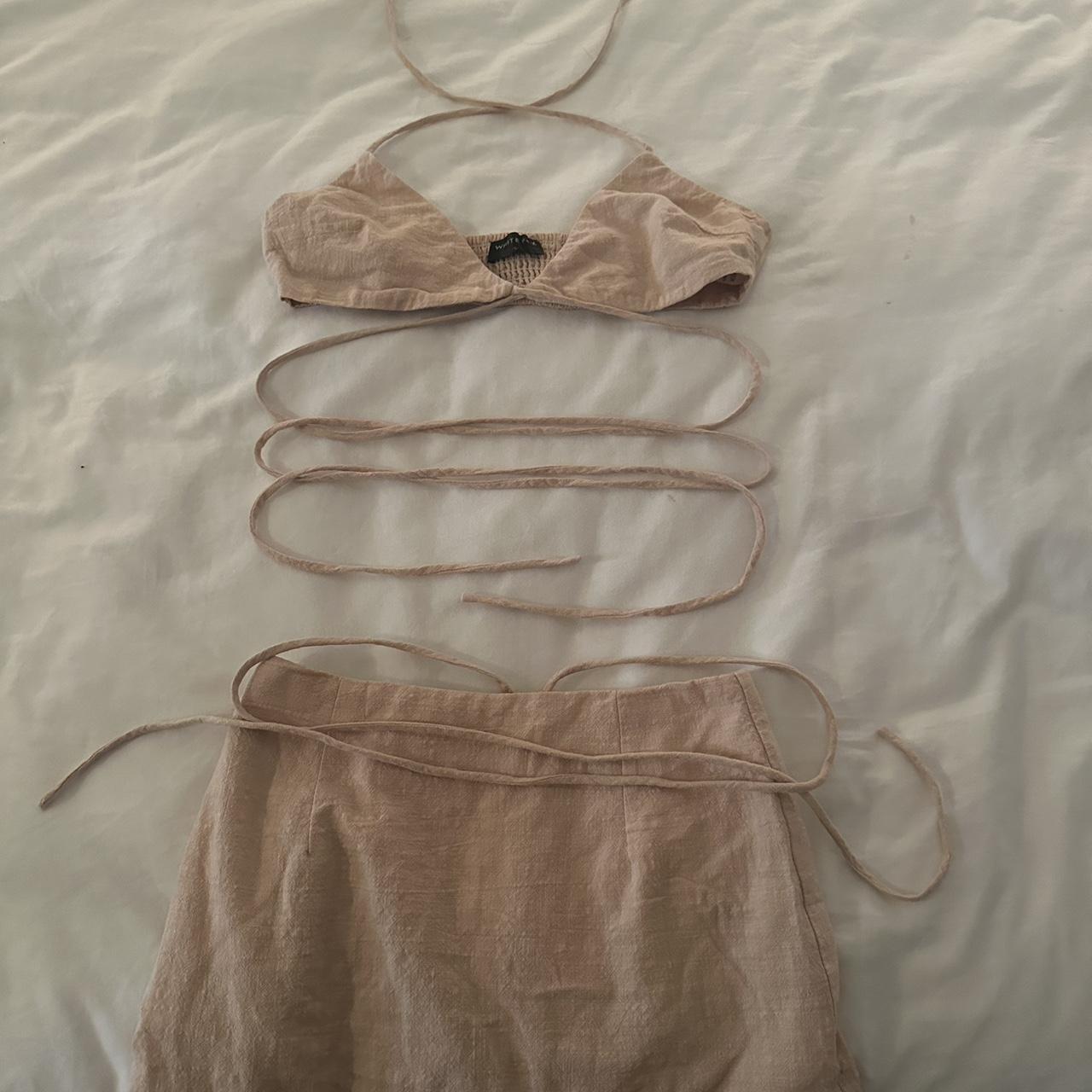 Beige white fox set - Depop