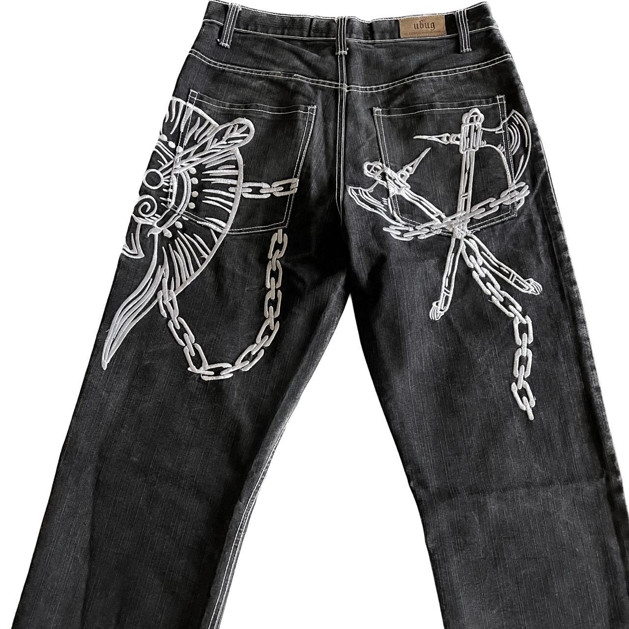 Wide leg skater rap goth y2k jeans by Ubug - Depop