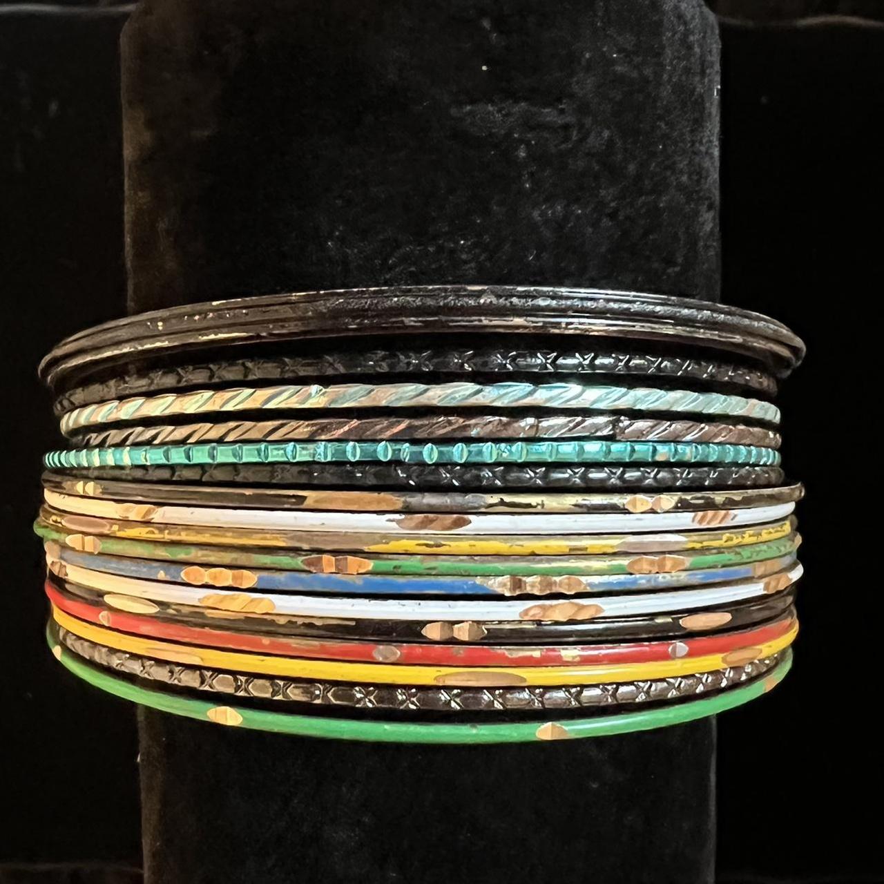 Stack of Mixed Colored Chip Bangle... - Depop
