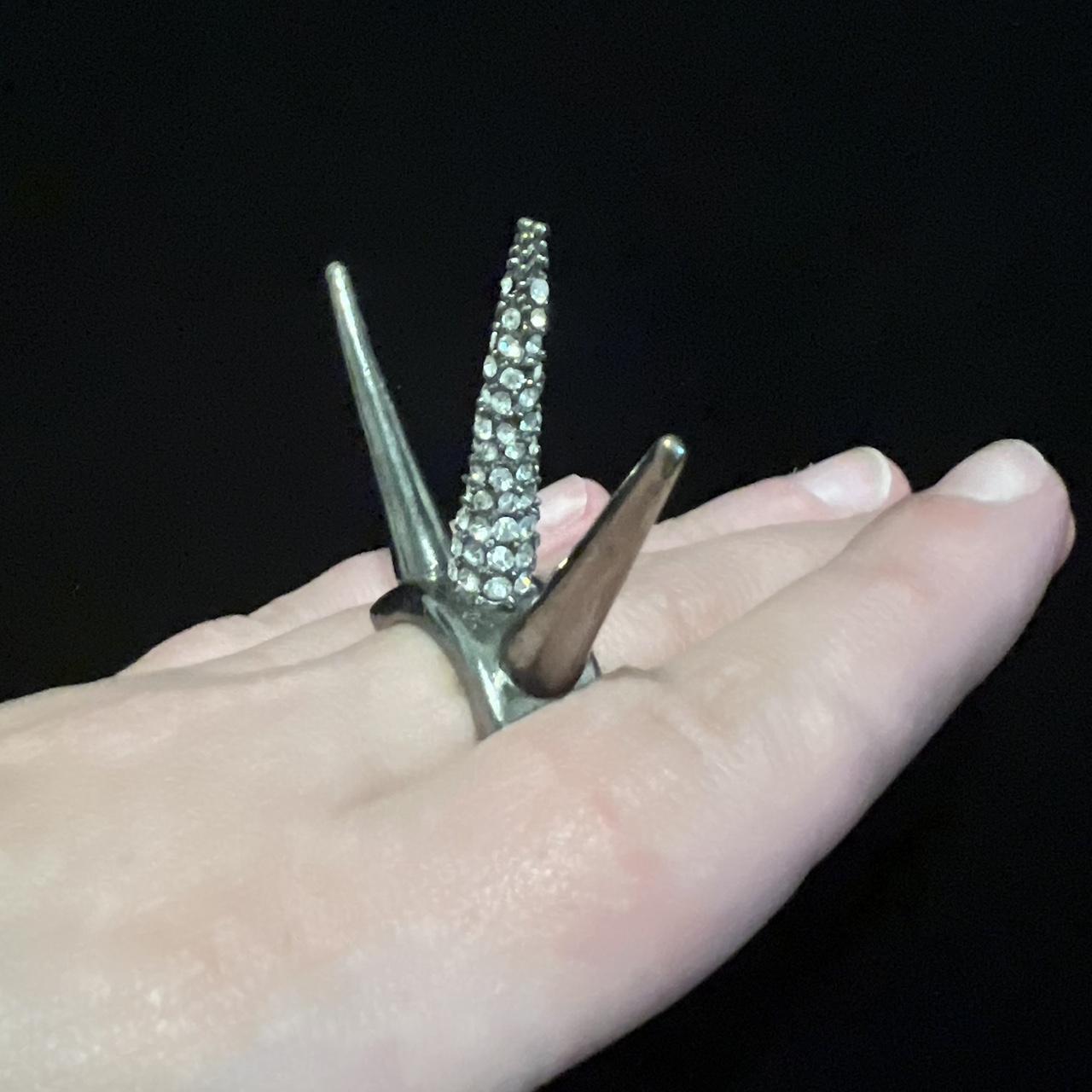 Gunmetal Diamond Spike Ring GUC Spikes Stretch... - Depop