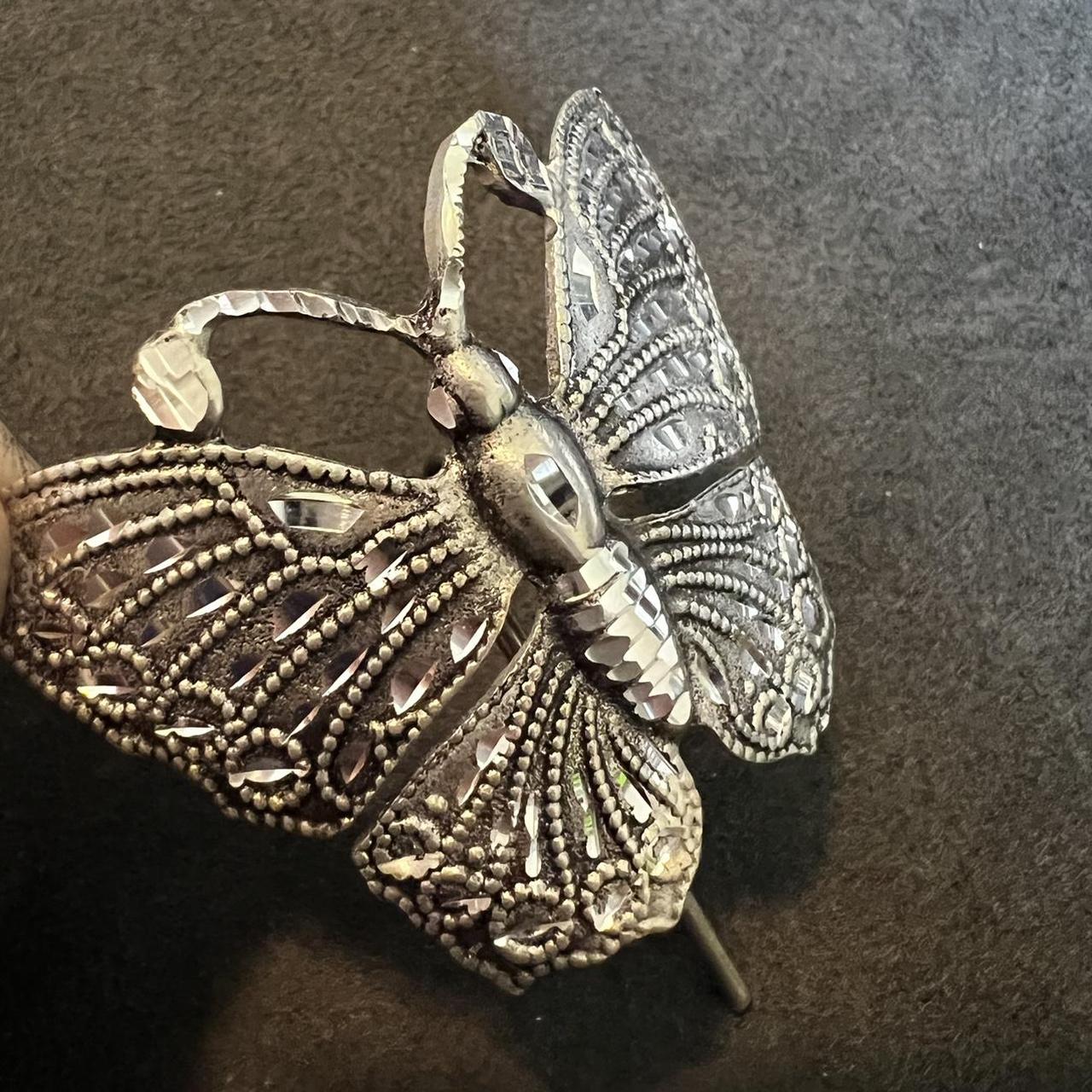 Vintage Pewter Butterfly Ponytail Hair... - Depop