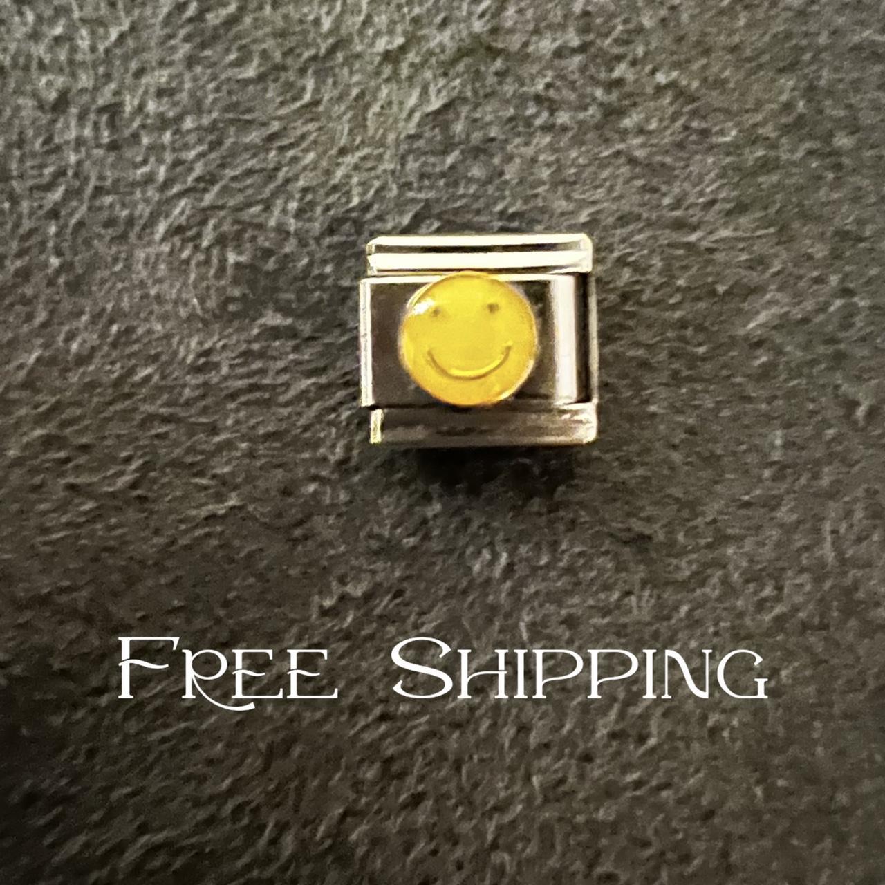 Smiley Face Italian Charm Bracelet Link EUC Smiley... - Depop