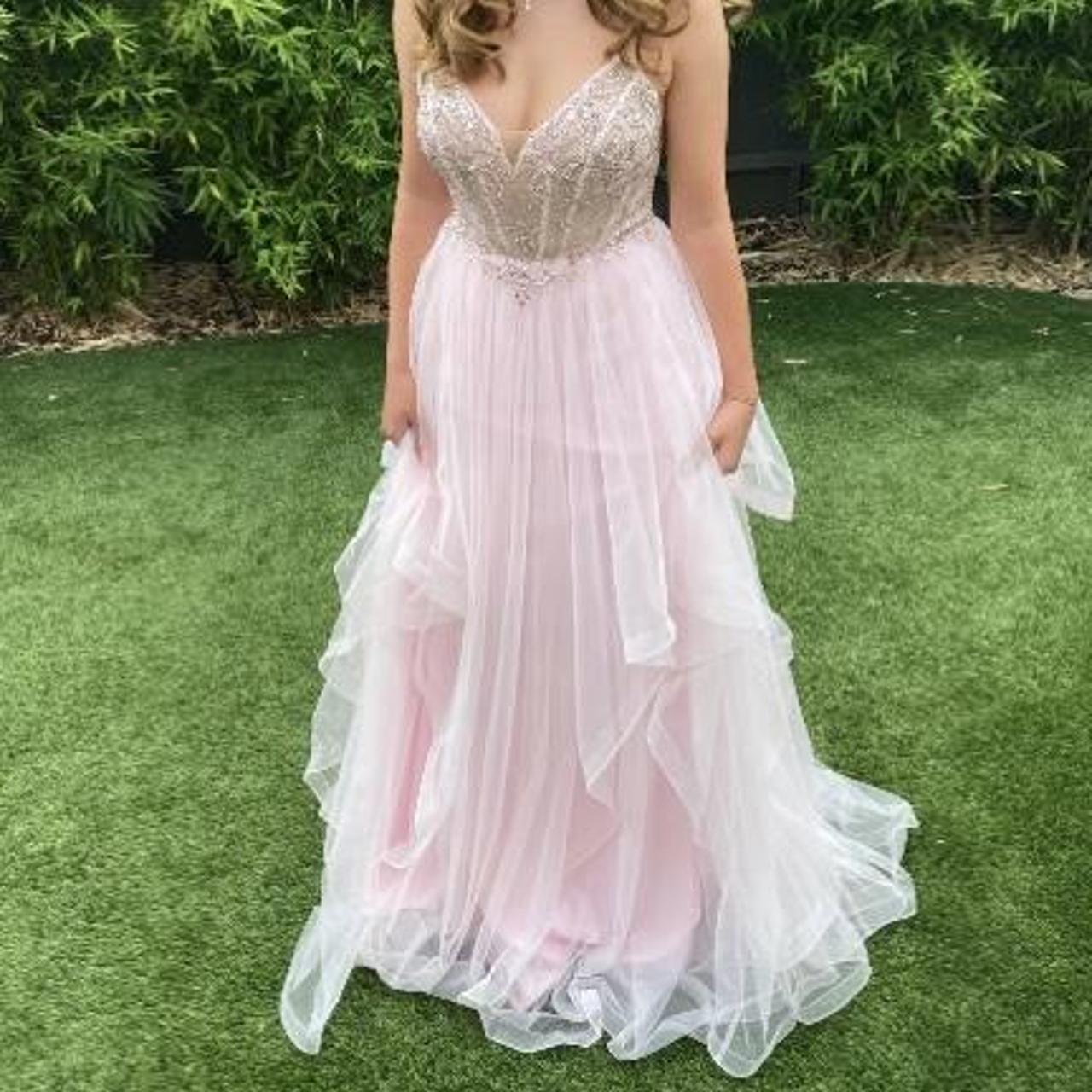 Light pink prom dress Tiffany’s, size 4 but fits me... - Depop