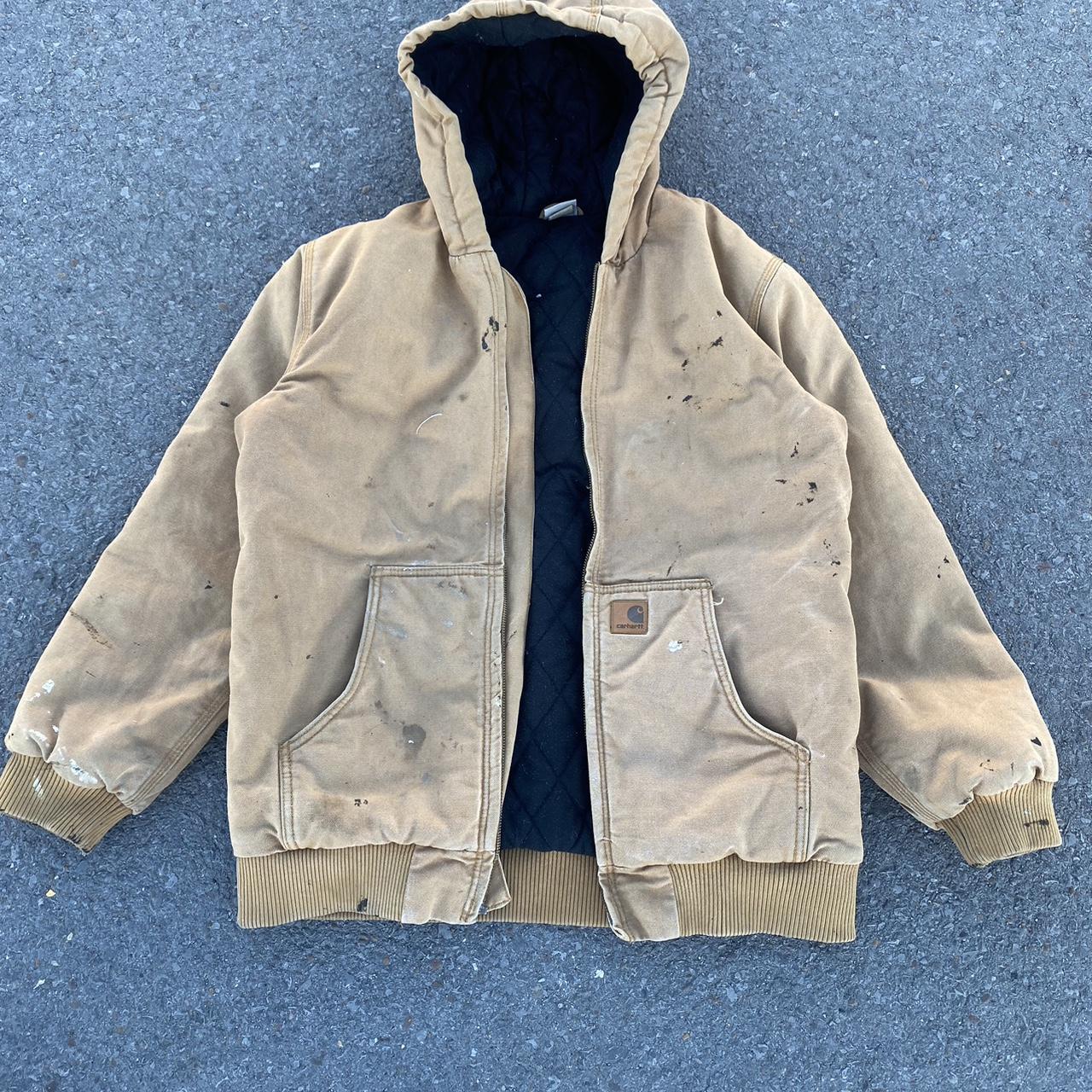 Tan Carhartt hooded jacket #Carhartt #Tan - Depop