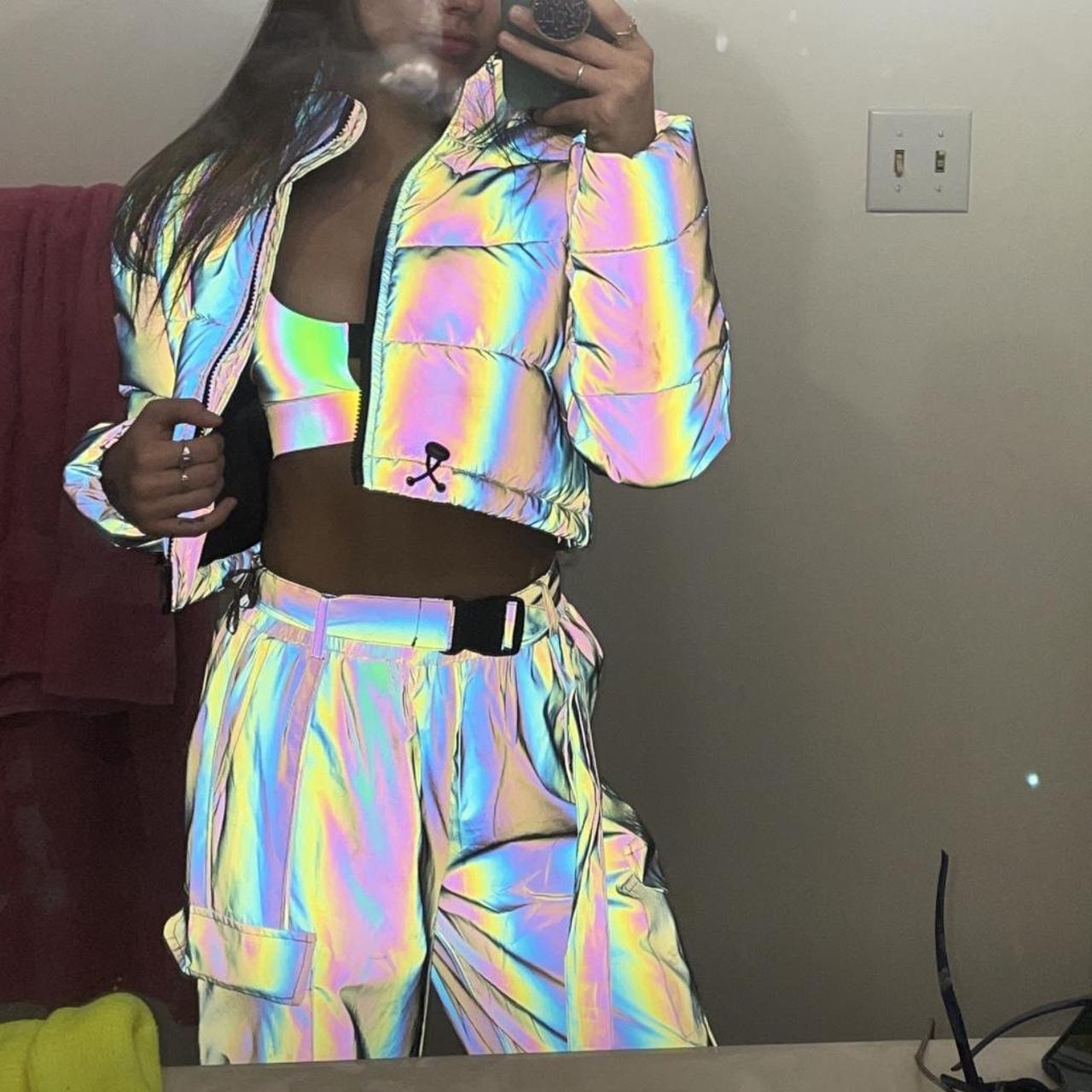 iheartraves full rainbow holographic rave festival... - Depop