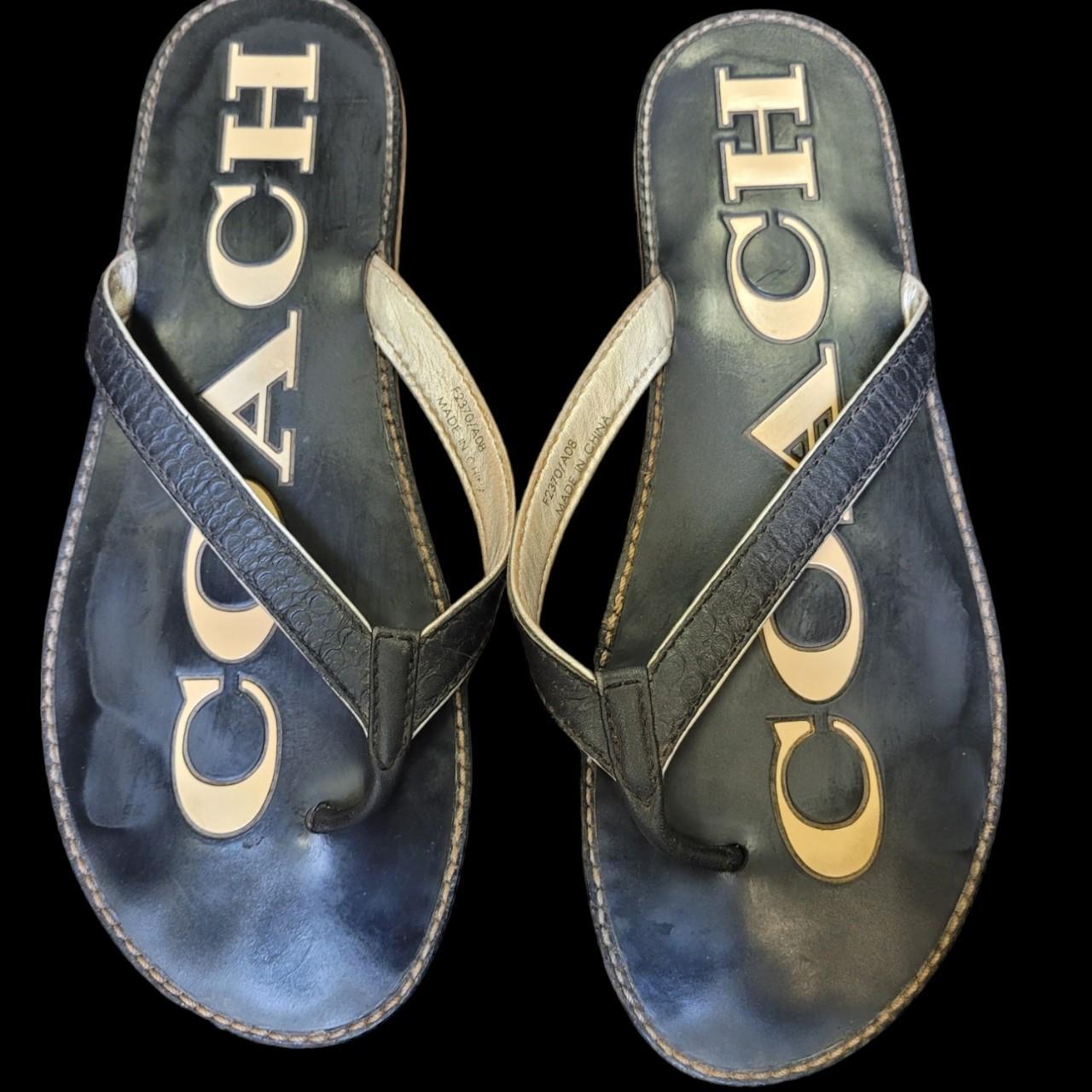 Coach Dixie Gold Signature Flip Flop Mens Size... - Depop