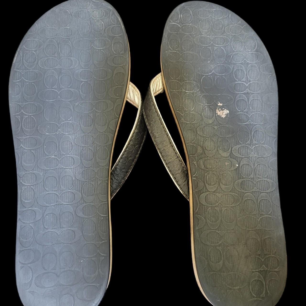 Coach Dixie Gold Signature Flip Flop Mens Size... - Depop