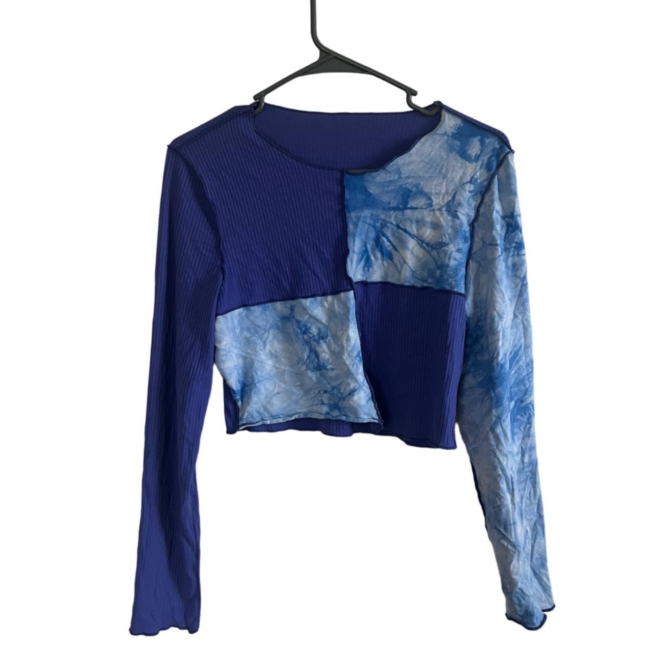 Macy Blue color blocked long sleeve shirt. Size US XL - Depop