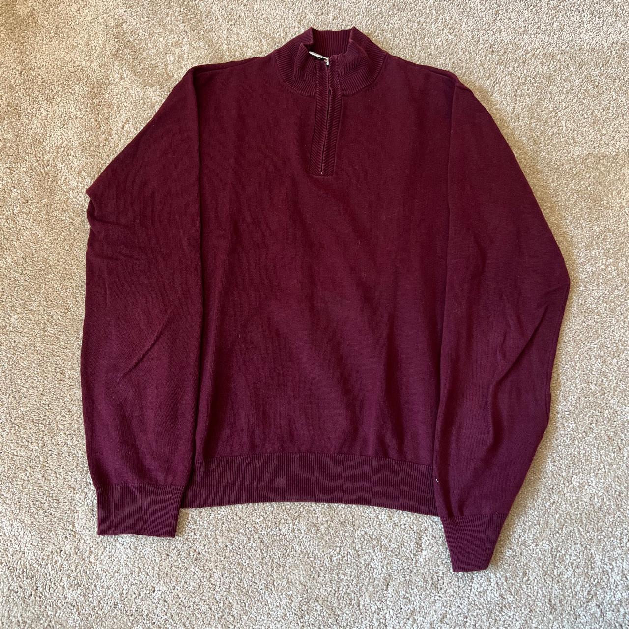 Mens Perry Ellis brand 1/2 zip sweater maroon/wine... - Depop