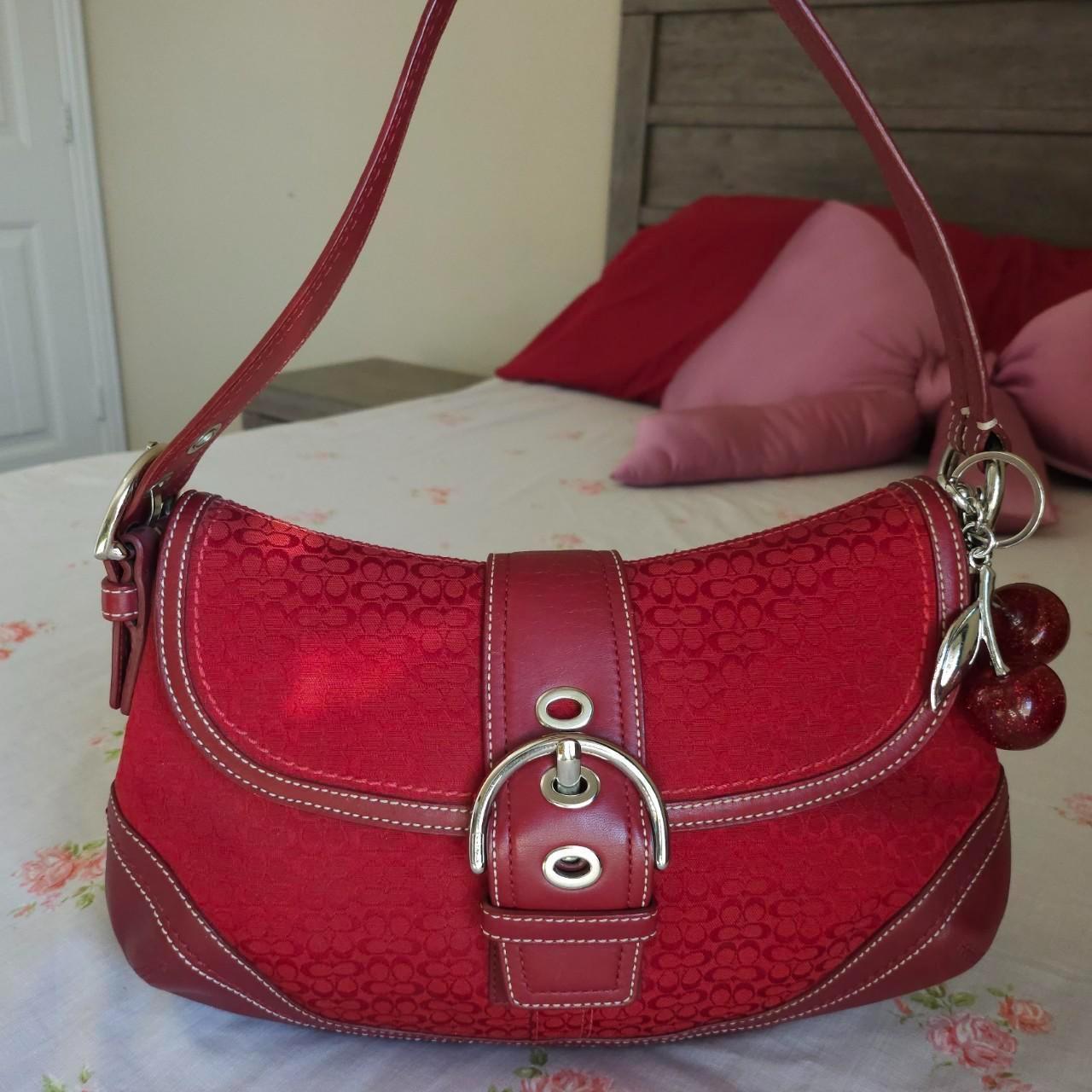 Y2K Vintage Coach Red Soho Flap Buckle Shoulder Bag... - Depop