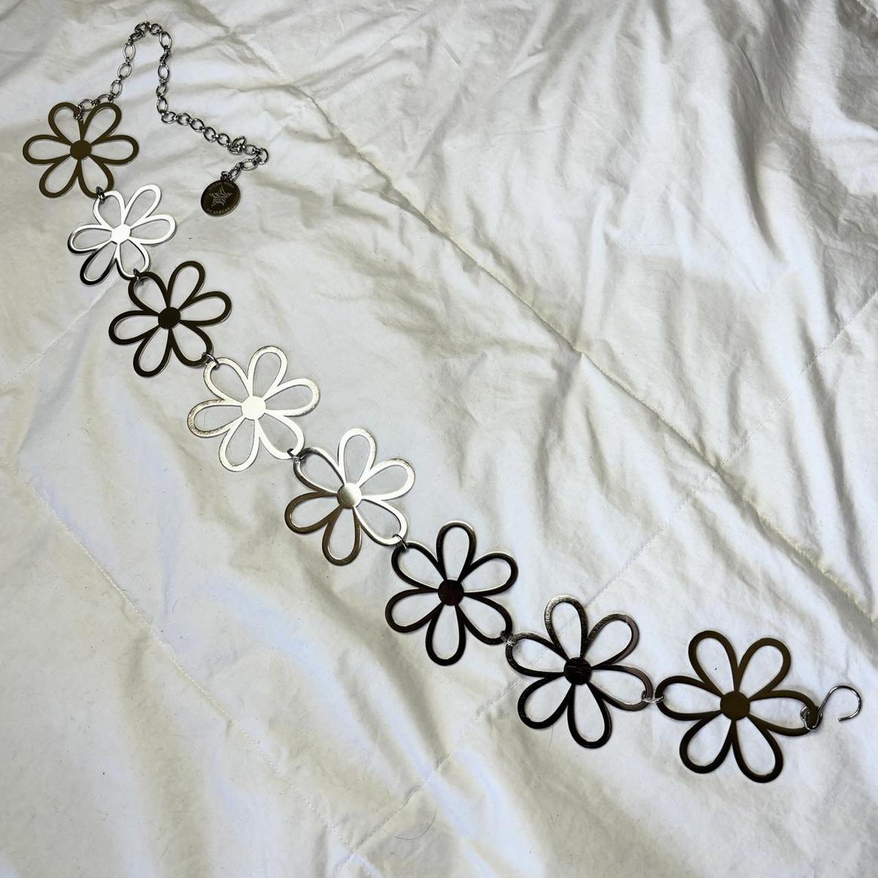 cute silver flower chain belt brand- tunnel... - Depop