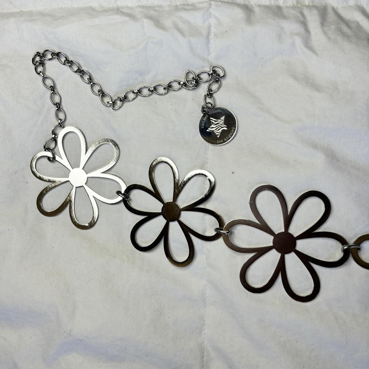 cute silver flower chain belt brand- tunnel... - Depop