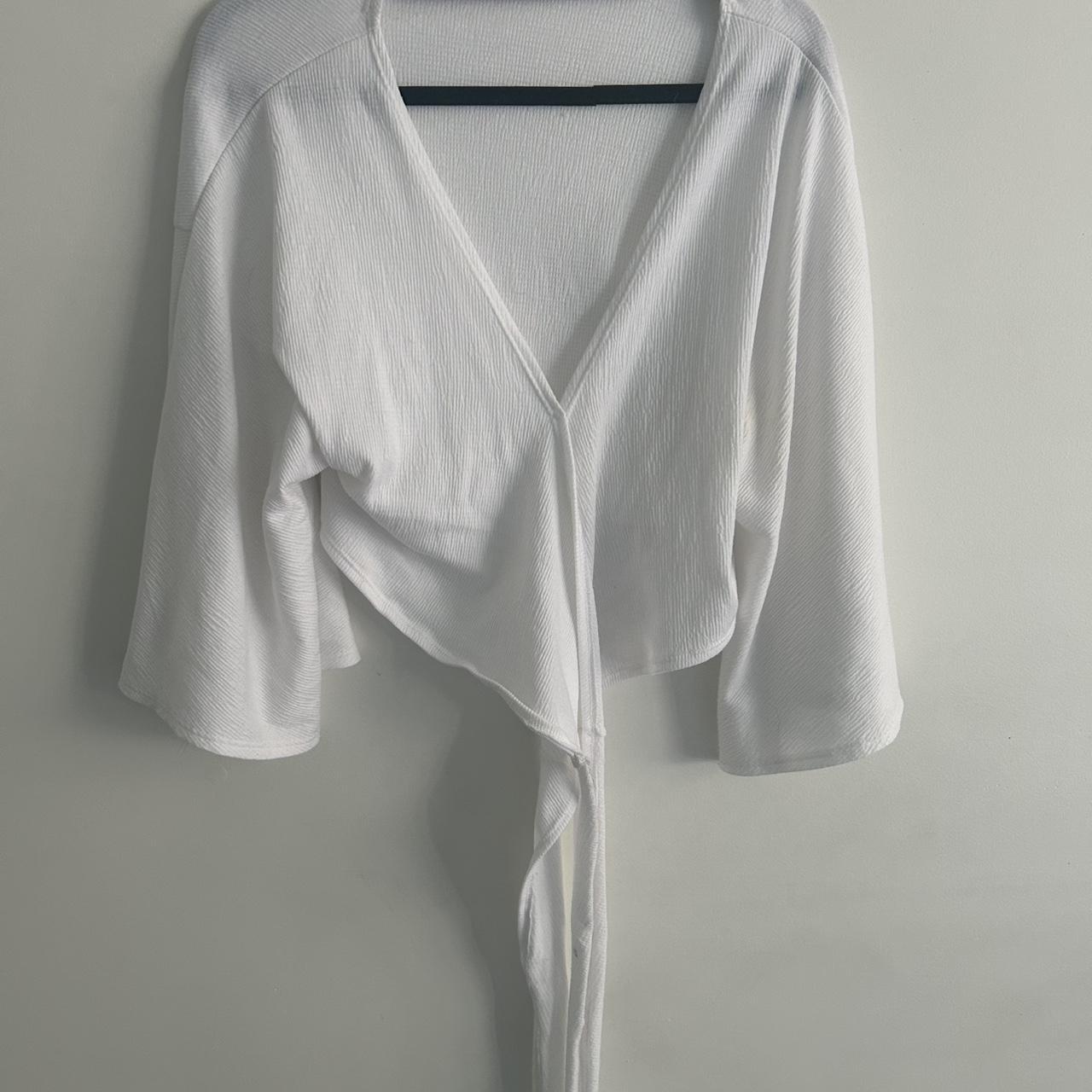White cropped wrap top #croptop #wraptop | Depop