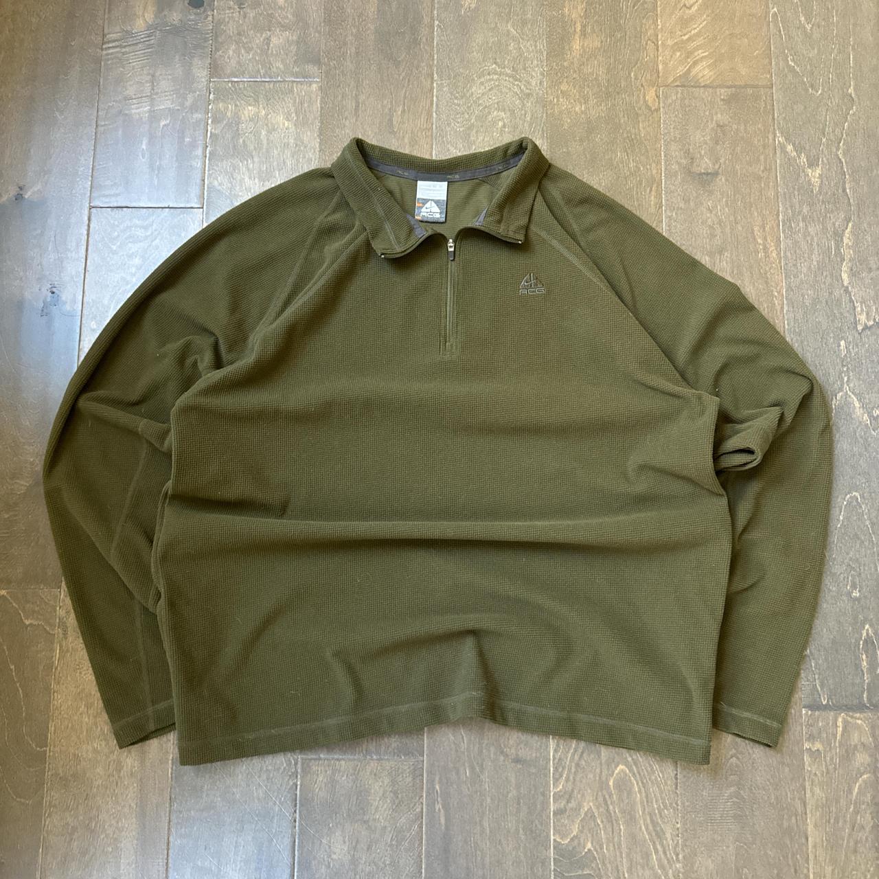 Vintage Nike ach zip up fleece perfect forest green... | Depop