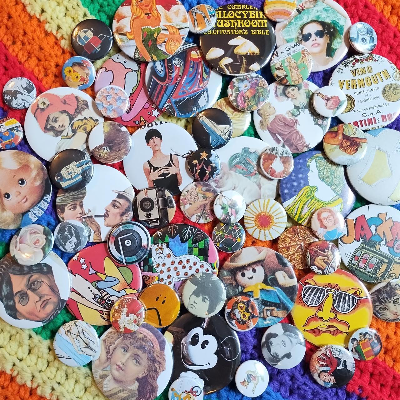 5 piece pin-back button pack! All metal buttons are... - Depop