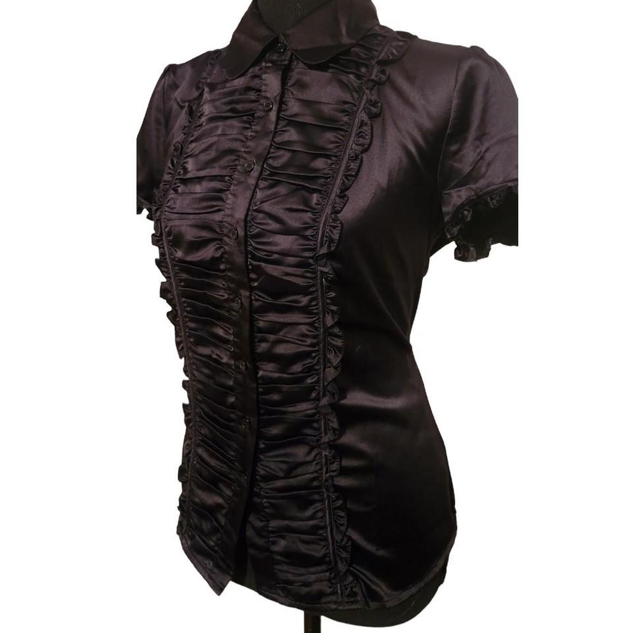 Goth black ruffle shirt in a size 6. This is from... - Depop