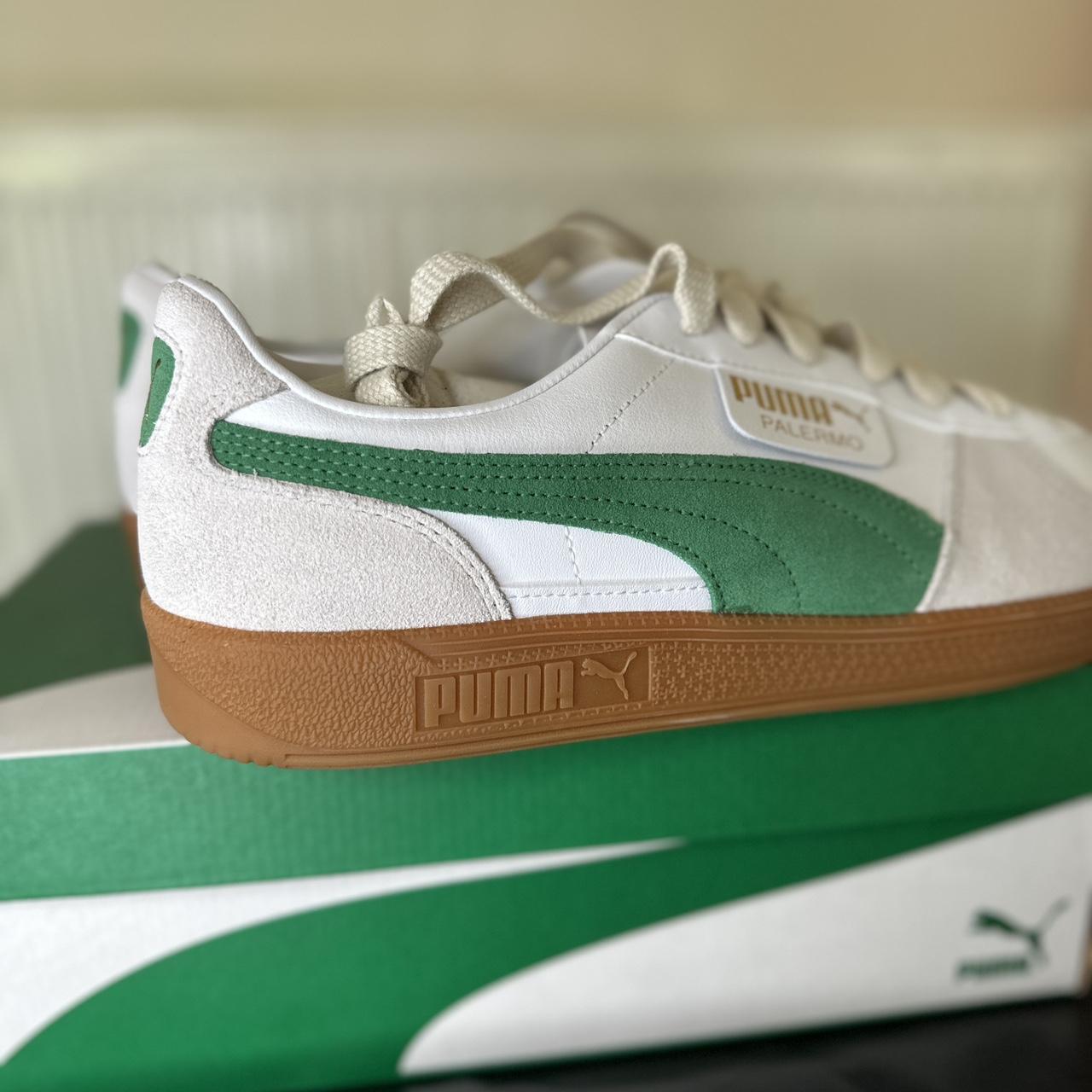 Green and white puma sneakers store