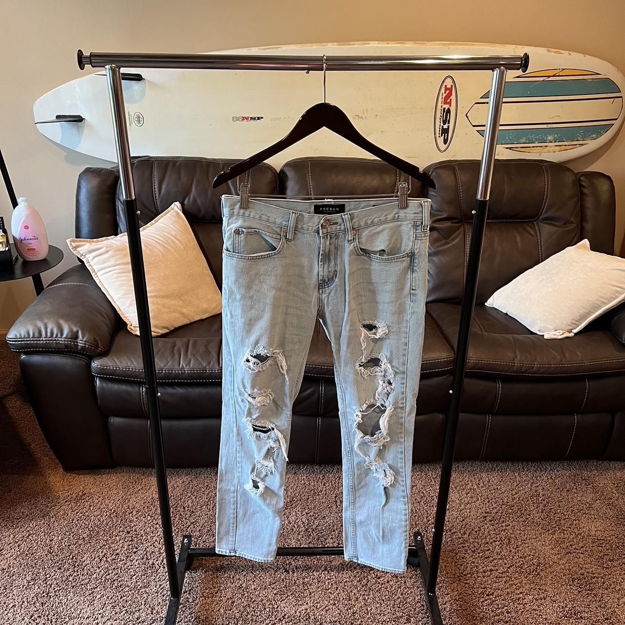 Pacsun Ripped Light Denim Skinny Fit - Depop