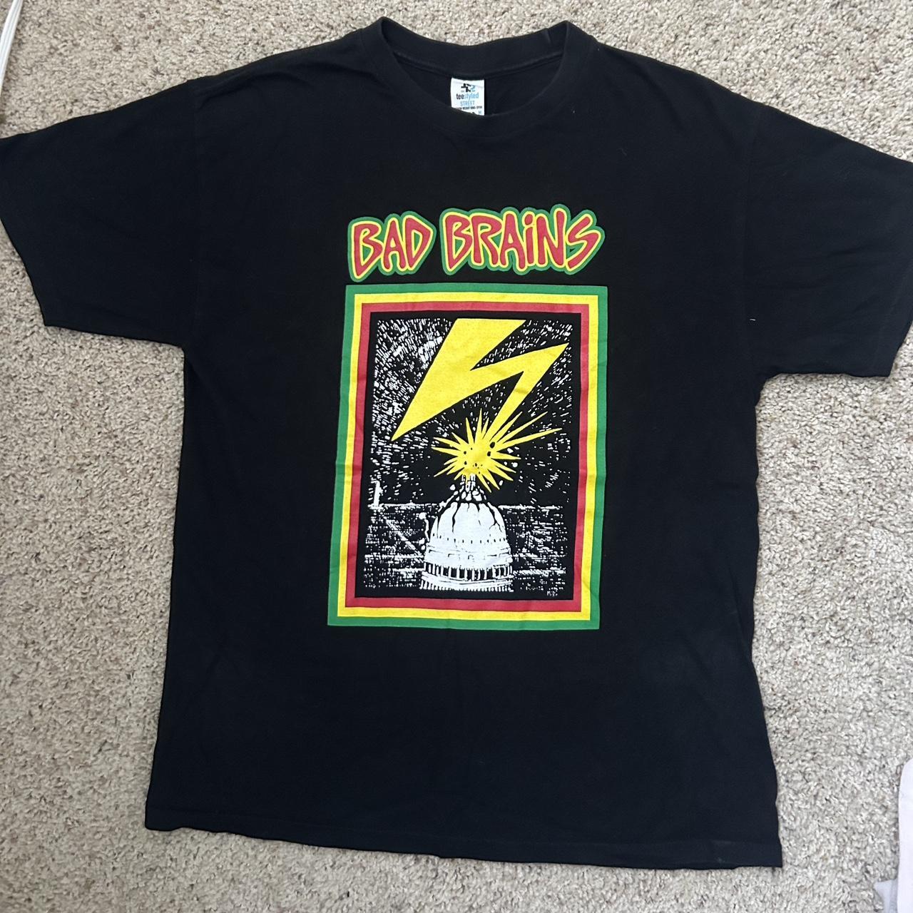medium black bad brains band t shirt ⚡️ in perfect... - Depop