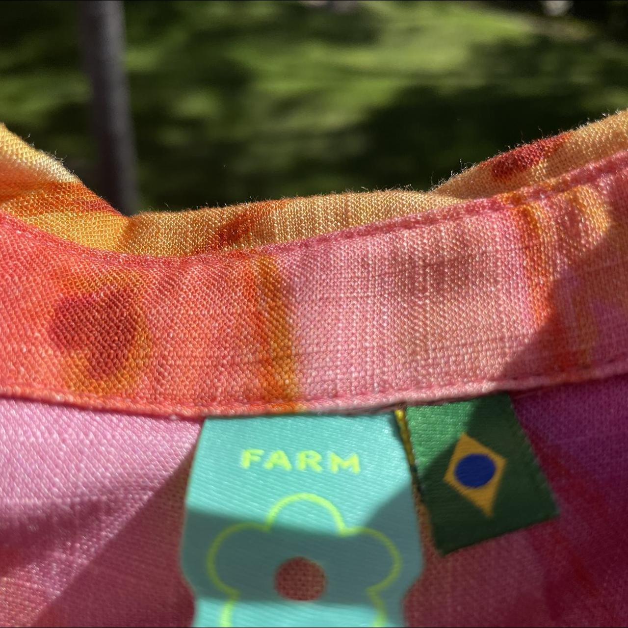 Farm Rio Women's Pink and Yellow Blouse | Depop