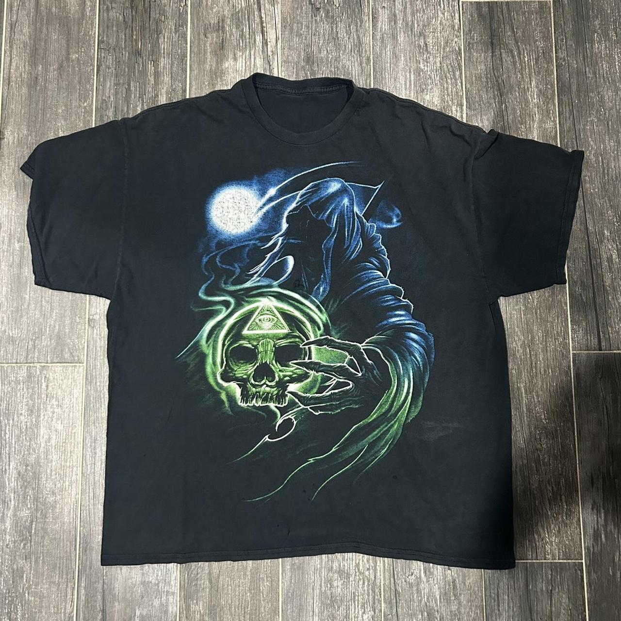 vintage y2k skull t xxl/xl - Depop