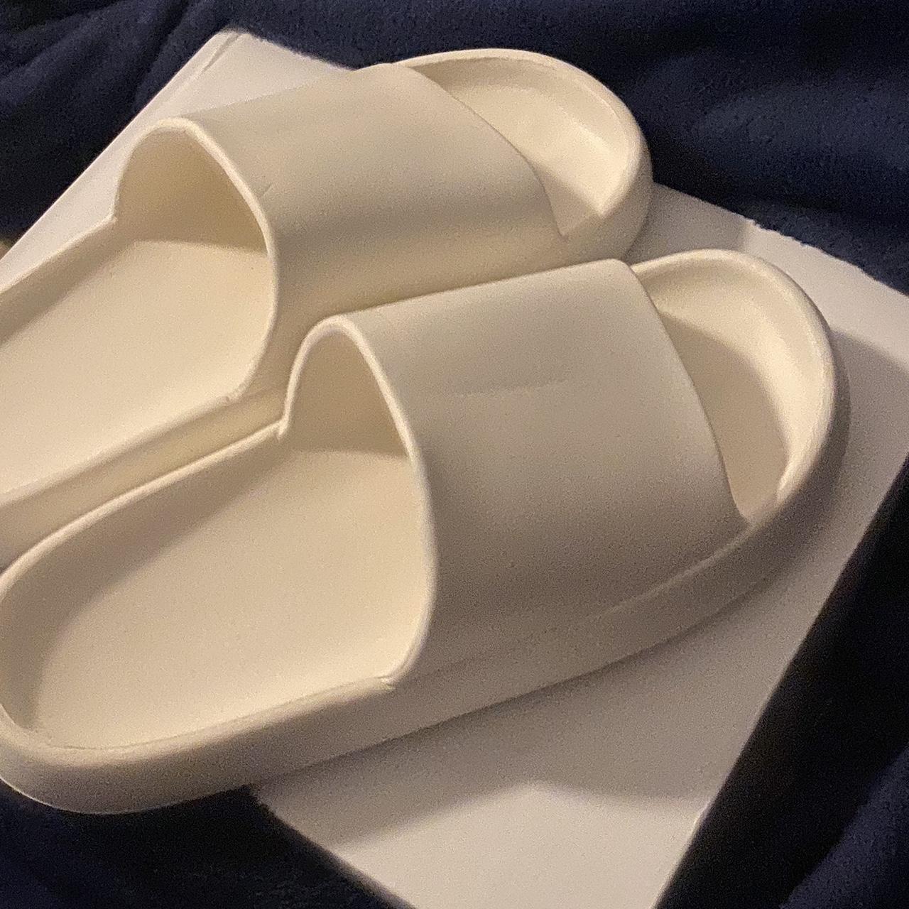 SHEIN Women's White and Cream Slides | Depop