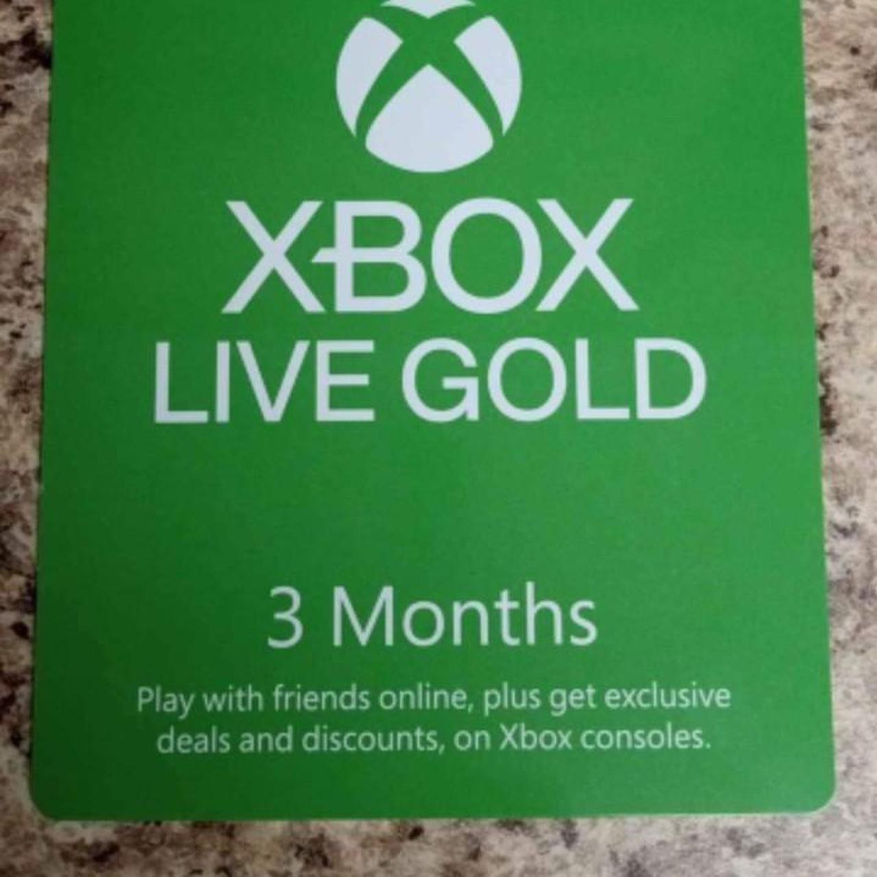 Xbox Live Gold Gift Card worth 3 months of Live Gold... - Depop