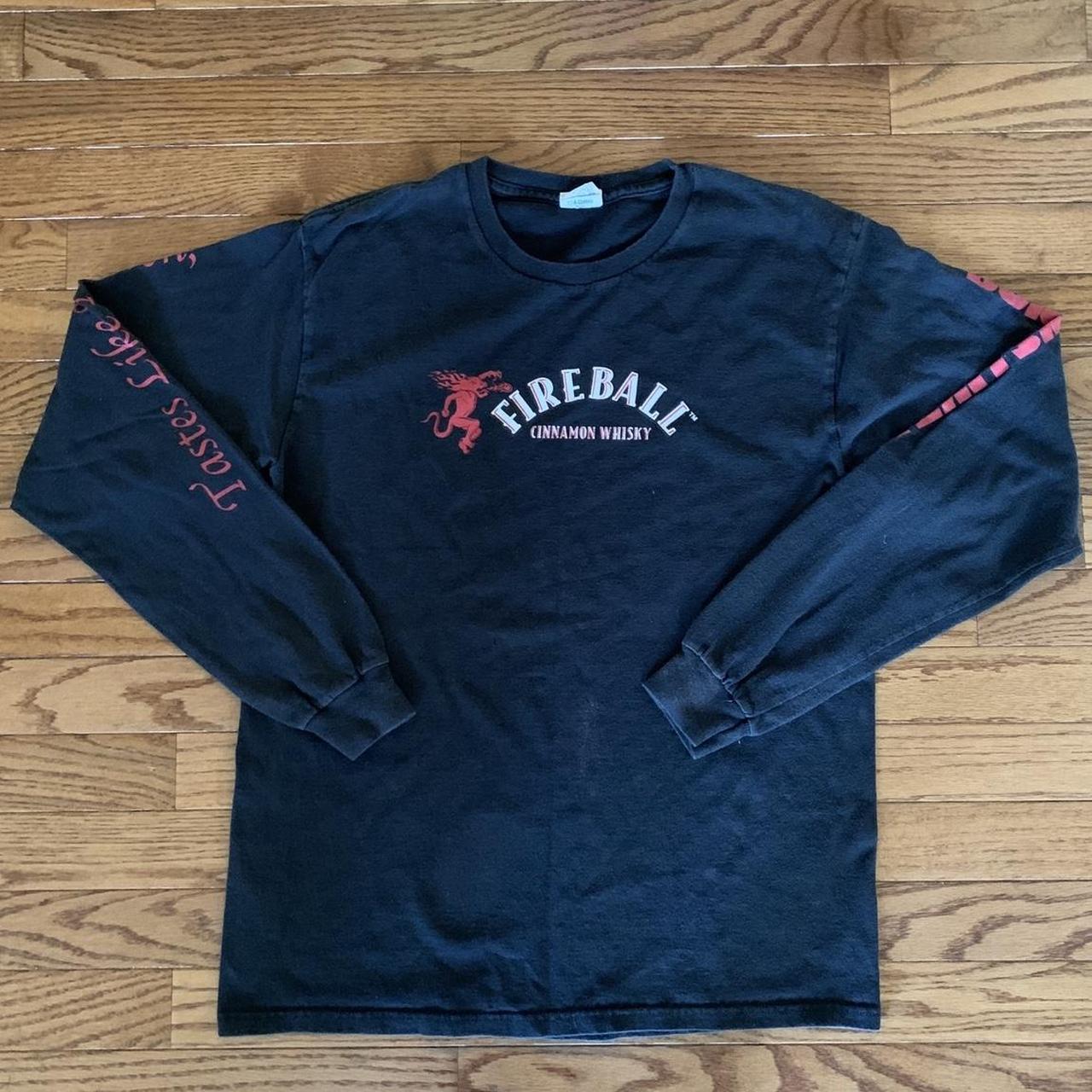 Fireball whisky long sleeve tee Verbiage on both arm... - Depop