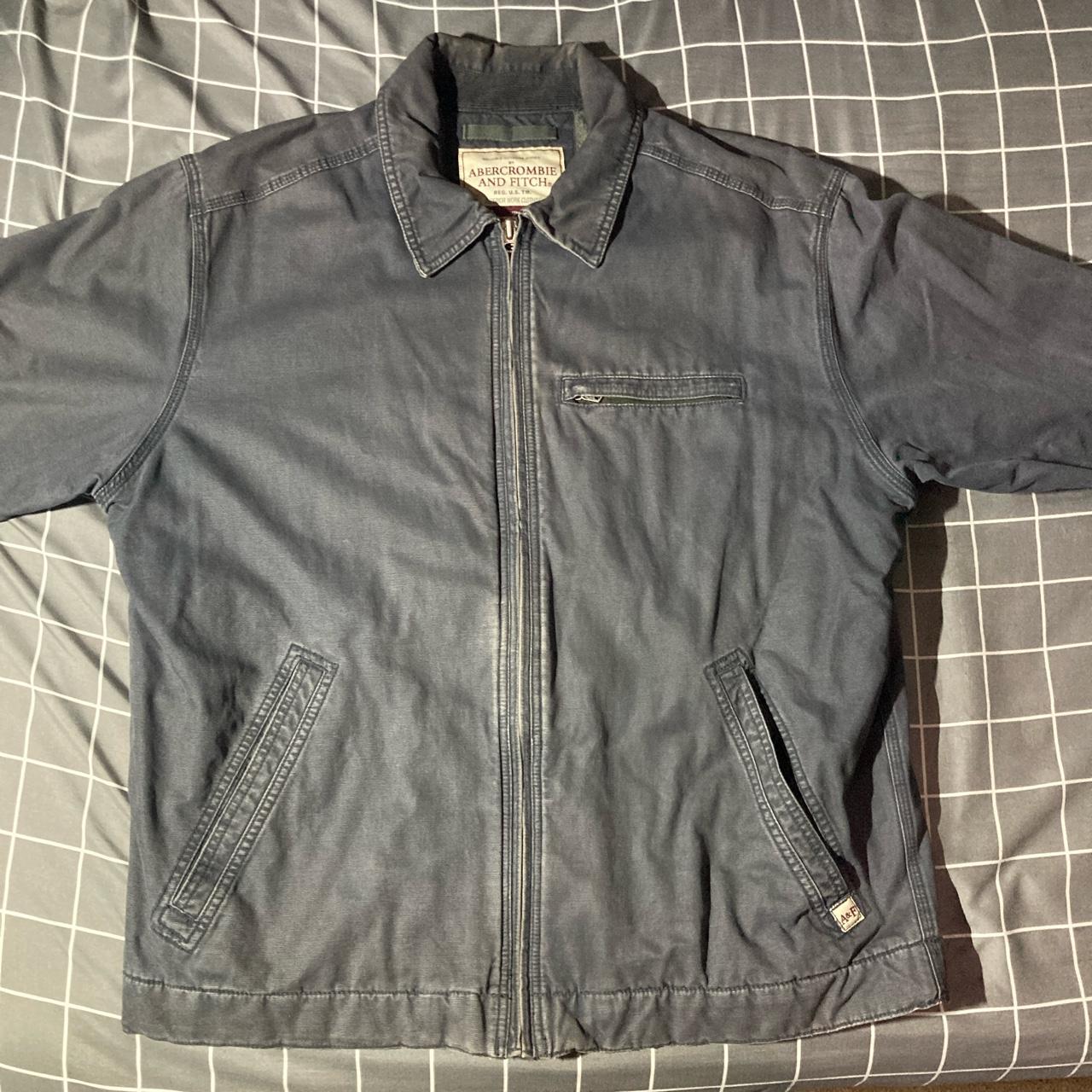 Vintage Abercrombie And Fitch Work Grey Jacket ... - Depop