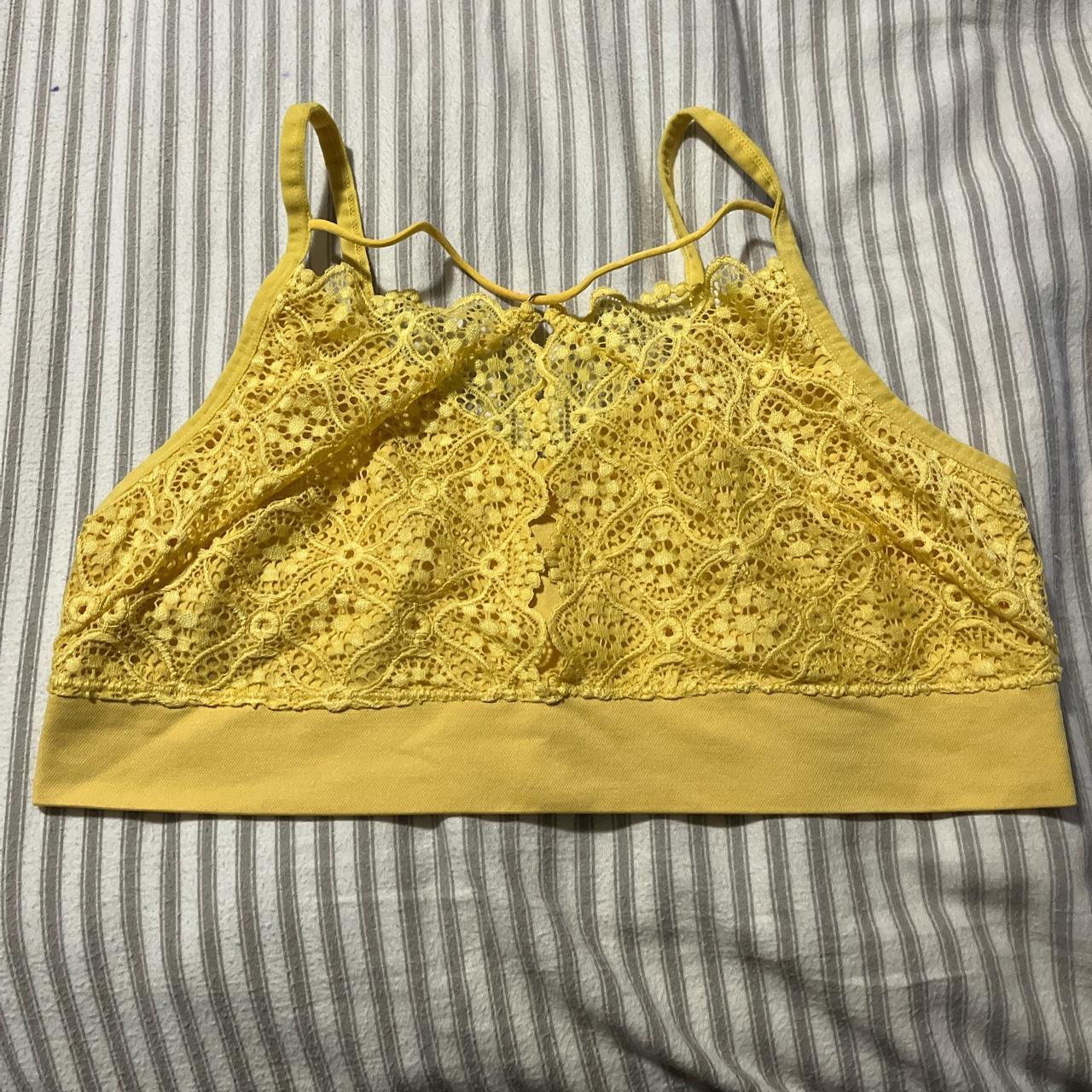 Yellow lace bralette - Depop