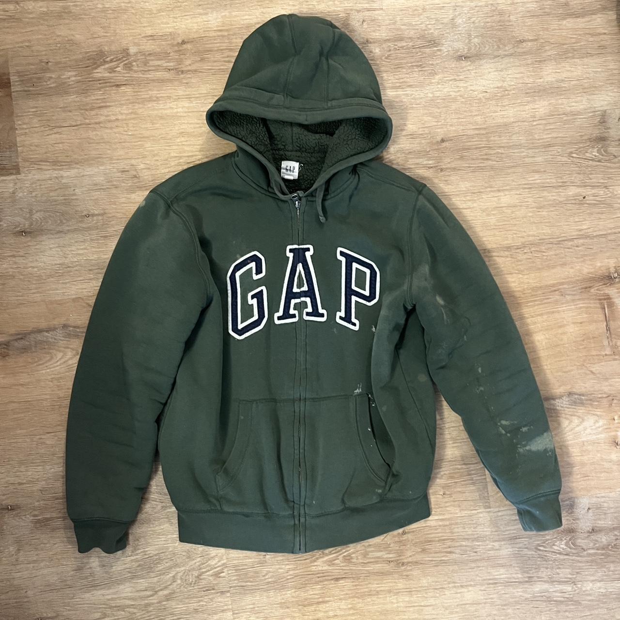 Y2k gap spell out zip up hoodie Super nice thick... - Depop