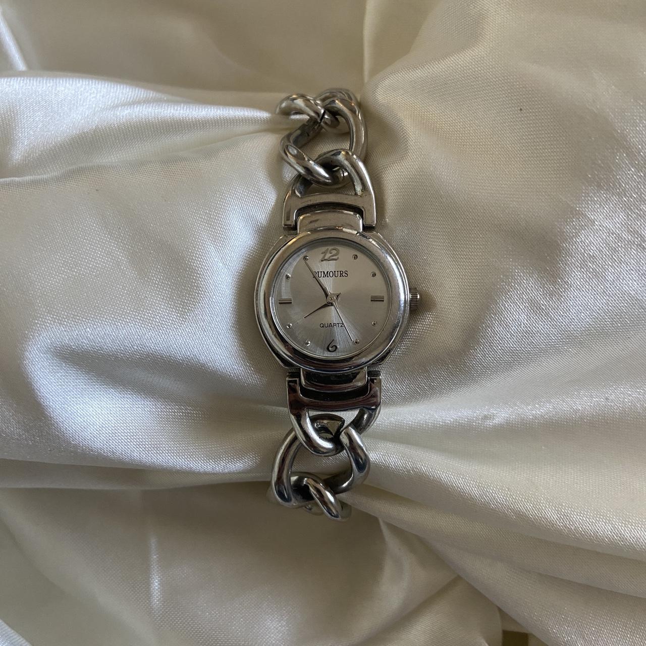 silver chain watch 7inch length with 2inch... - Depop