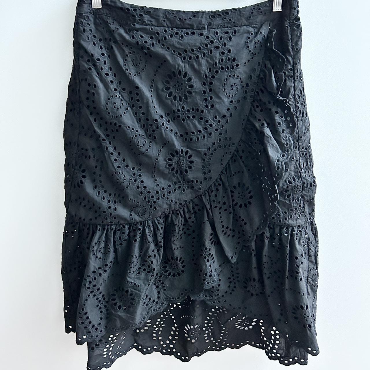 Decjuba black ruffle asymmetrical broderie anglaise... - Depop