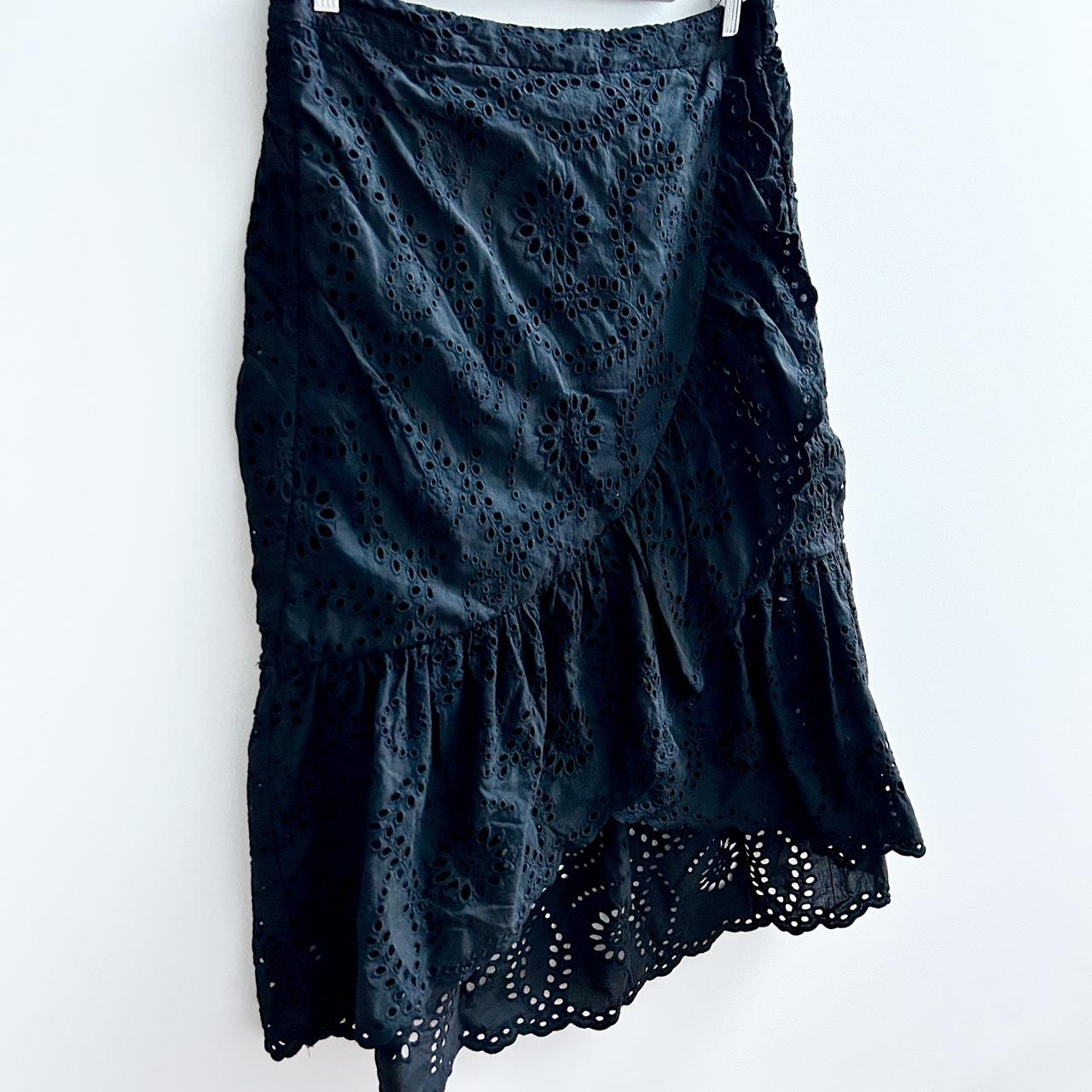 Decjuba black ruffle asymmetrical broderie anglaise... - Depop